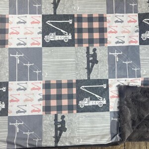 Pick Your Size Lineman Minky Blanket, Lineman Gift, Electrictian ...