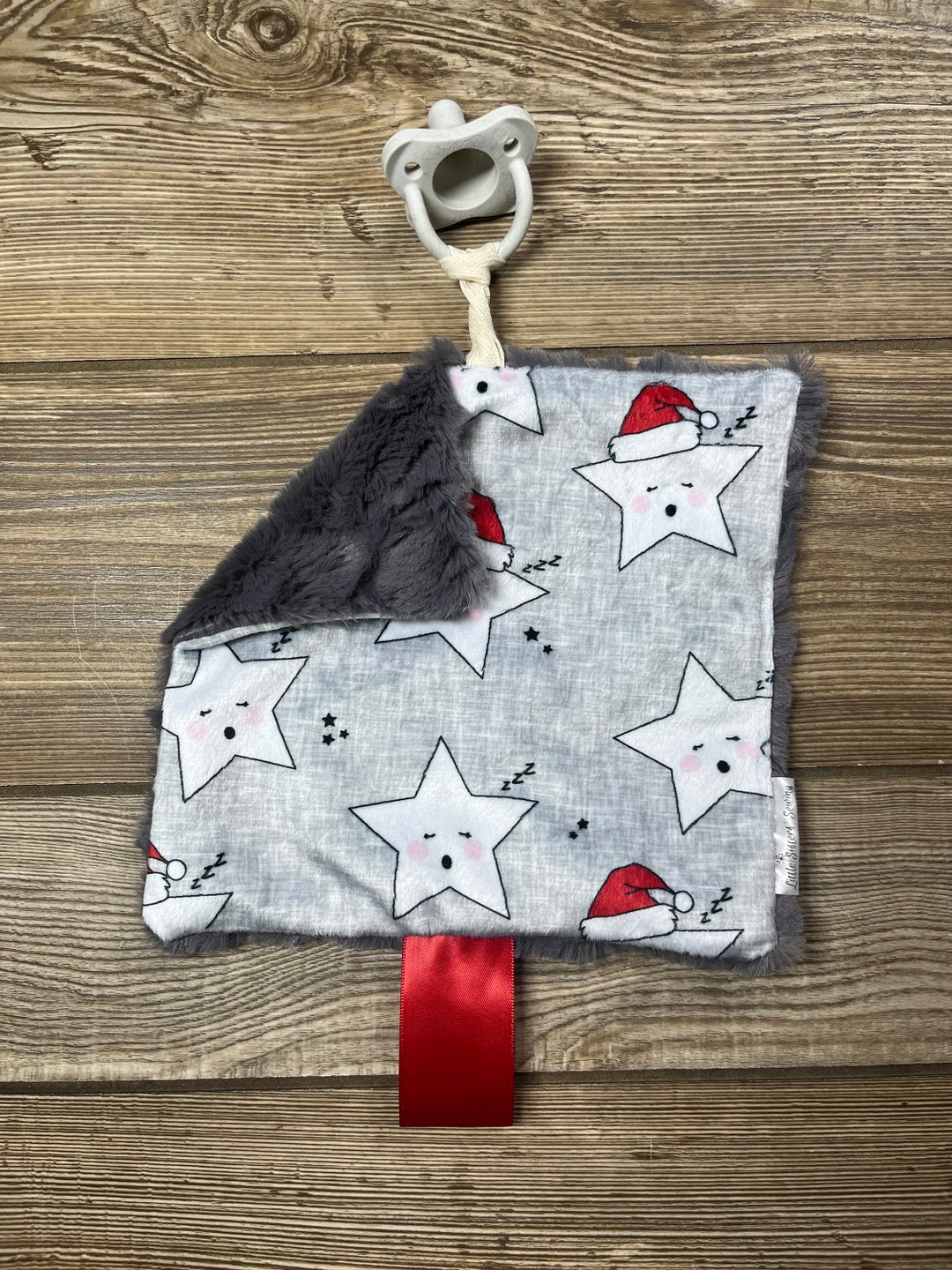 Stars With Santa Hats Mini Binky Blanket, Mini Paci Pal, Mini Binky ...