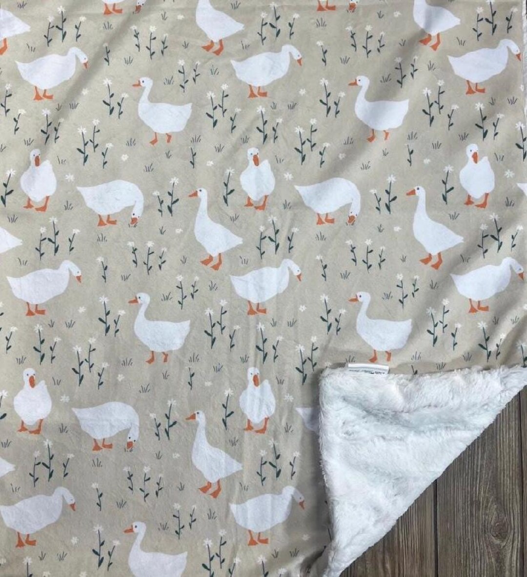 Pick Your Size Goose and Flowers Minky Blanket, Goose Blanket, Goose ...