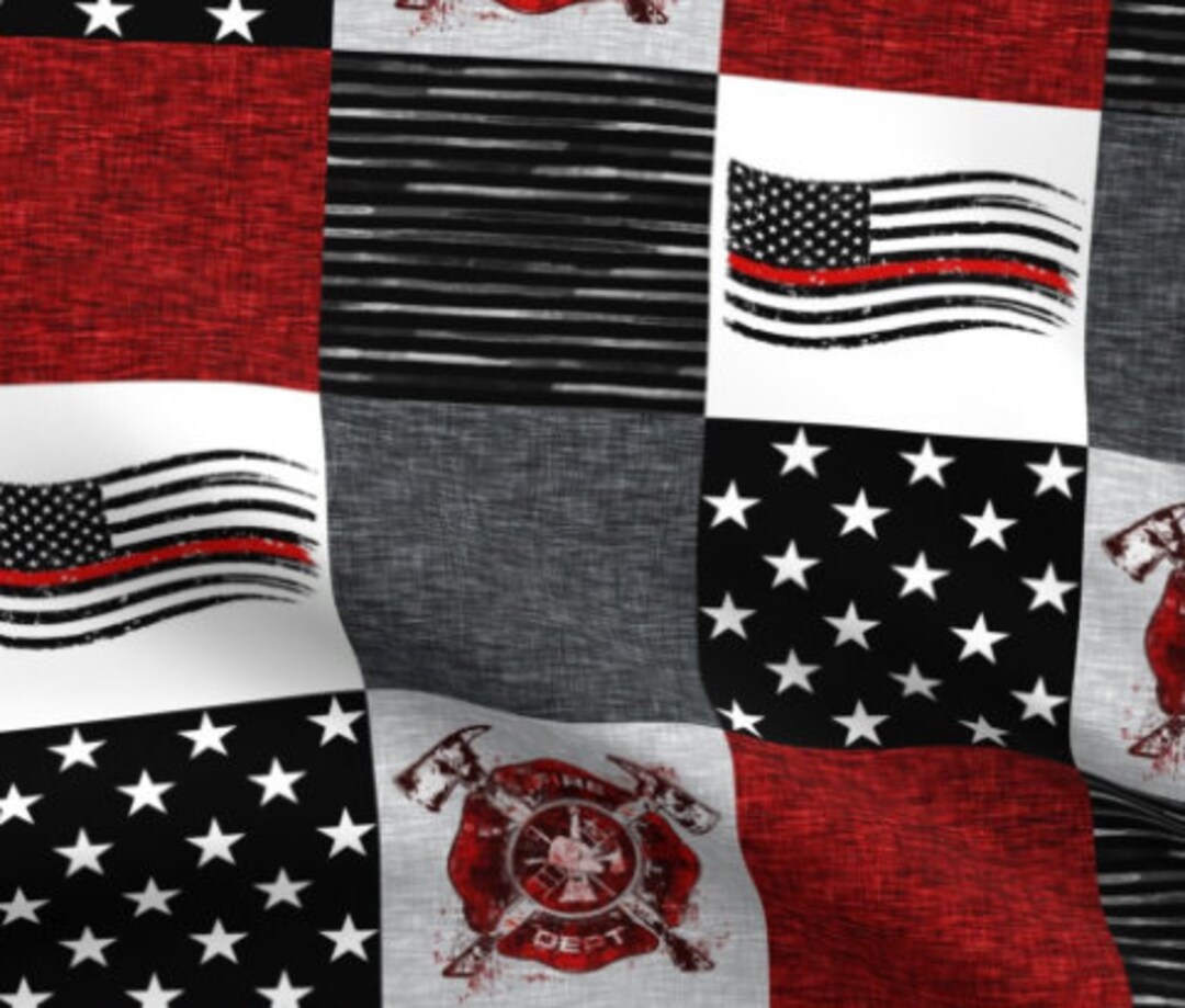 CM Firefighter With American Flag Patchwork Minky Blanket - Etsy