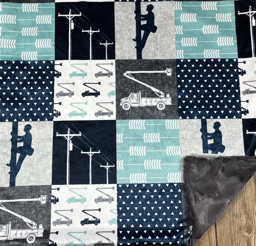 Pick Your Size Lineman Minky Blanket, Lineman Gift, Electrictian ...
