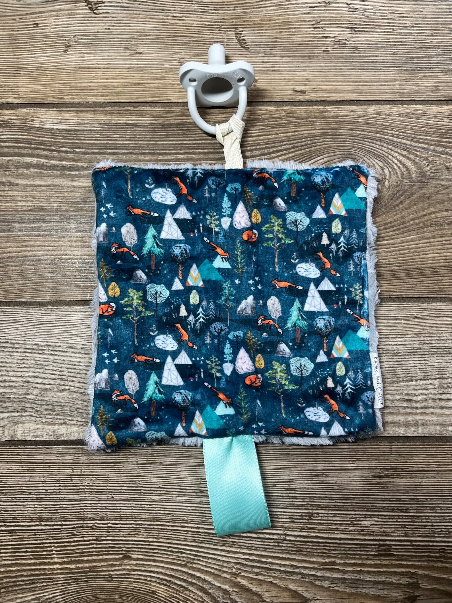 Fox and Mountains Mini Binky Blanket, Mini Paci Pal, Mini Binky Holder ...
