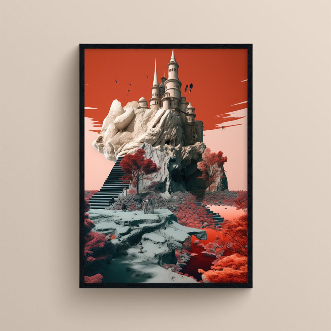 Abstract Surrealism Digital Castle Poster Download for Wall - Etsy