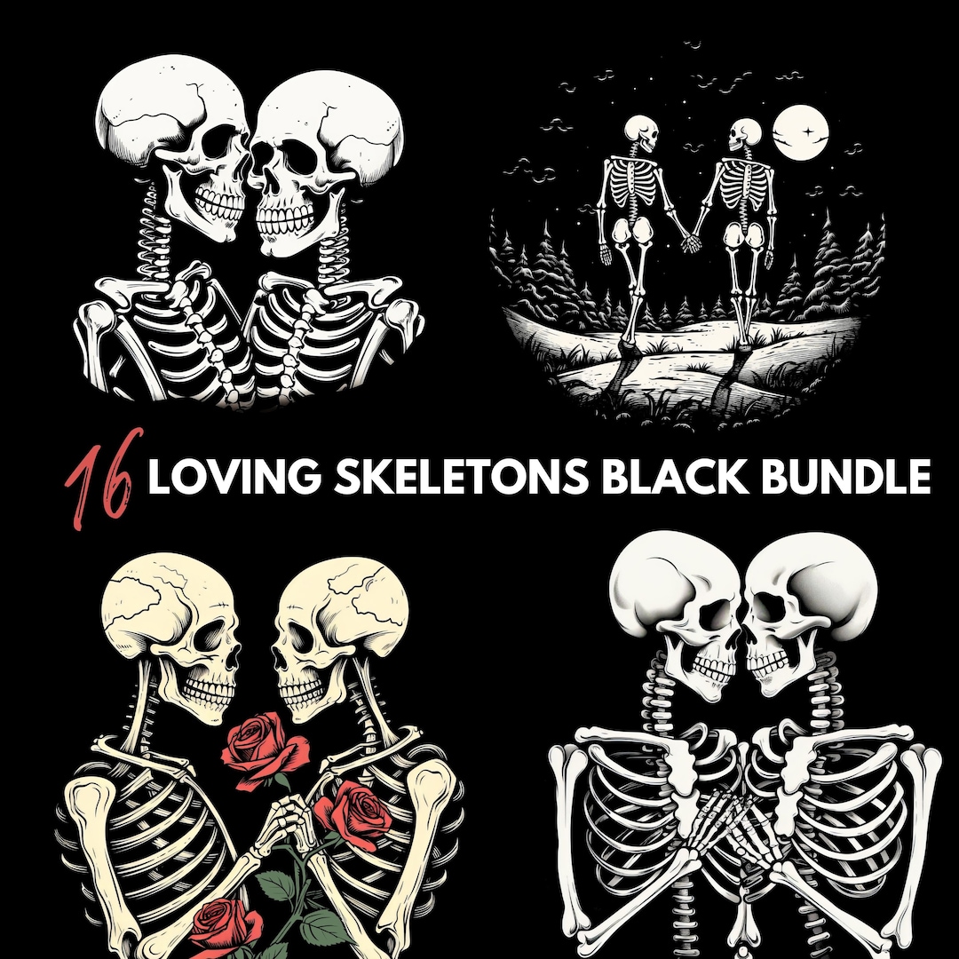 Loving Couple Skeleton Halloween Clipart Skeleton as Lovers Watercolor ...