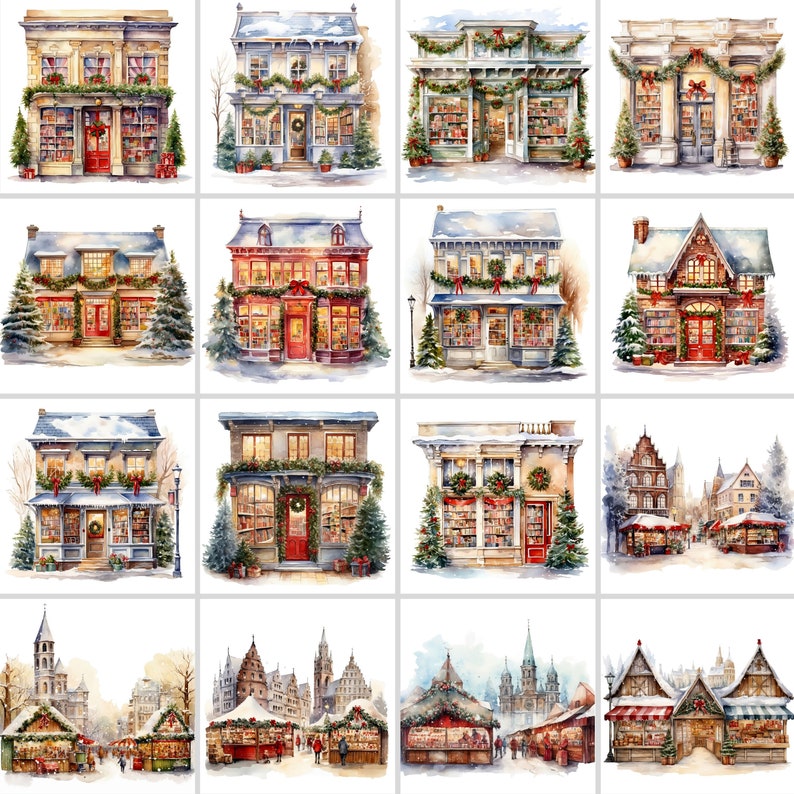 Festive Store Bundle Watercolor Christmas Bundle Watercolor Festive ...