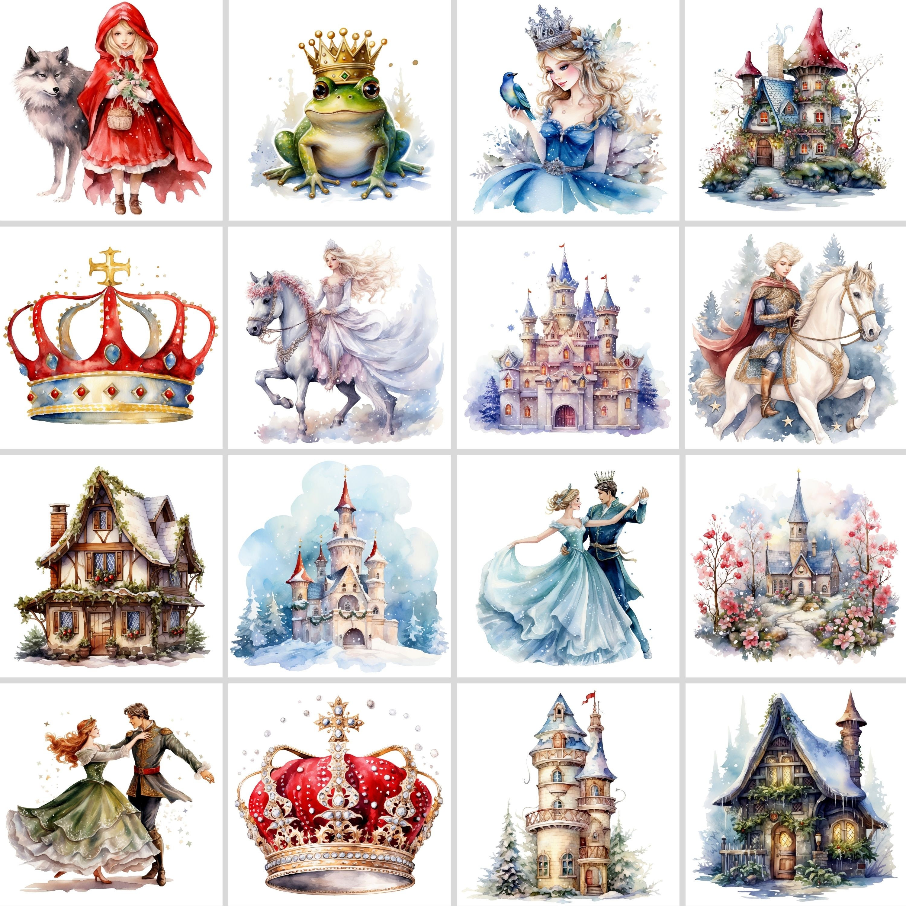 Fairytale Bundle Watercolor Princess Bundle Watercolor Prince ...