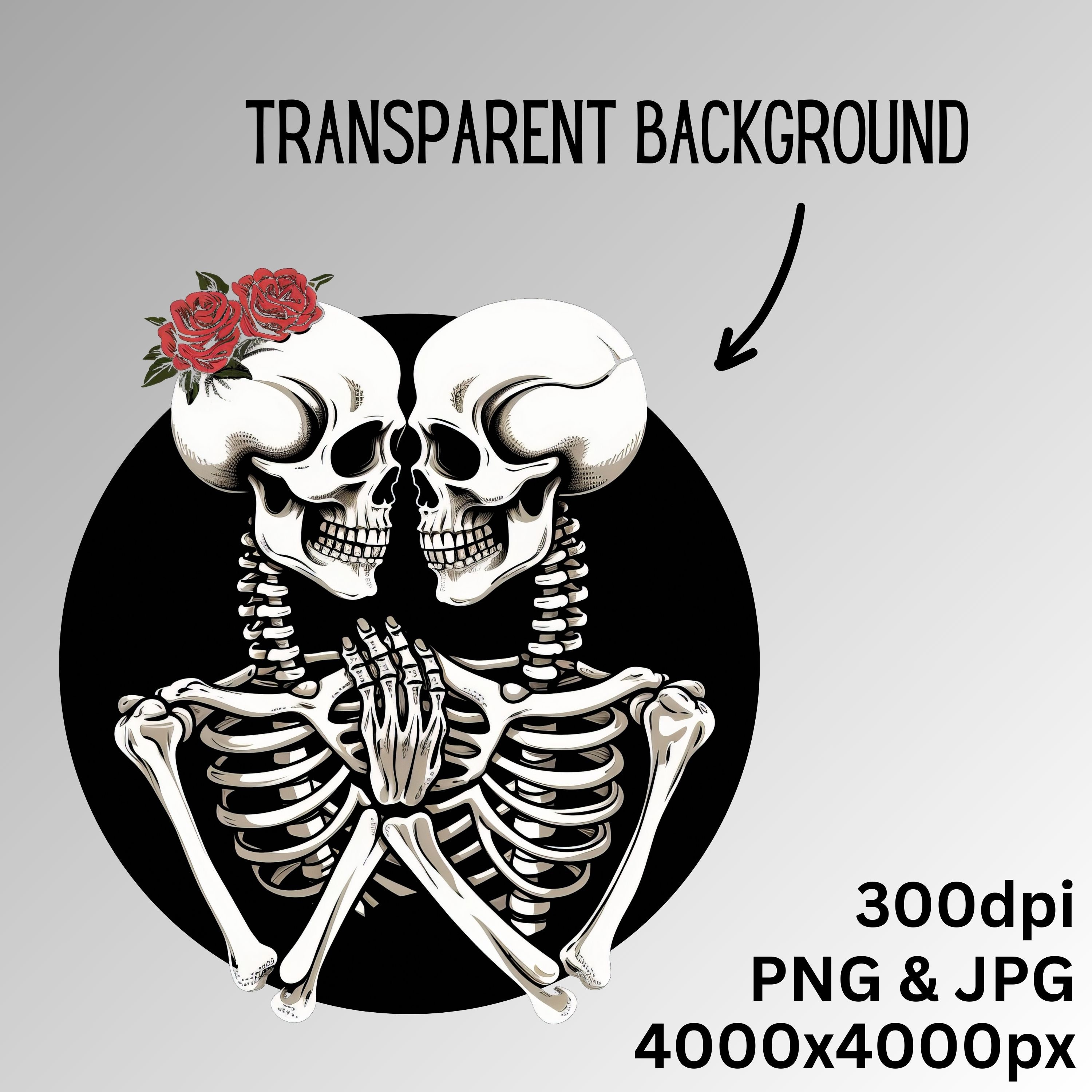 Loving Couple Skeleton Halloween Clipart Skeleton as Lovers Watercolor ...