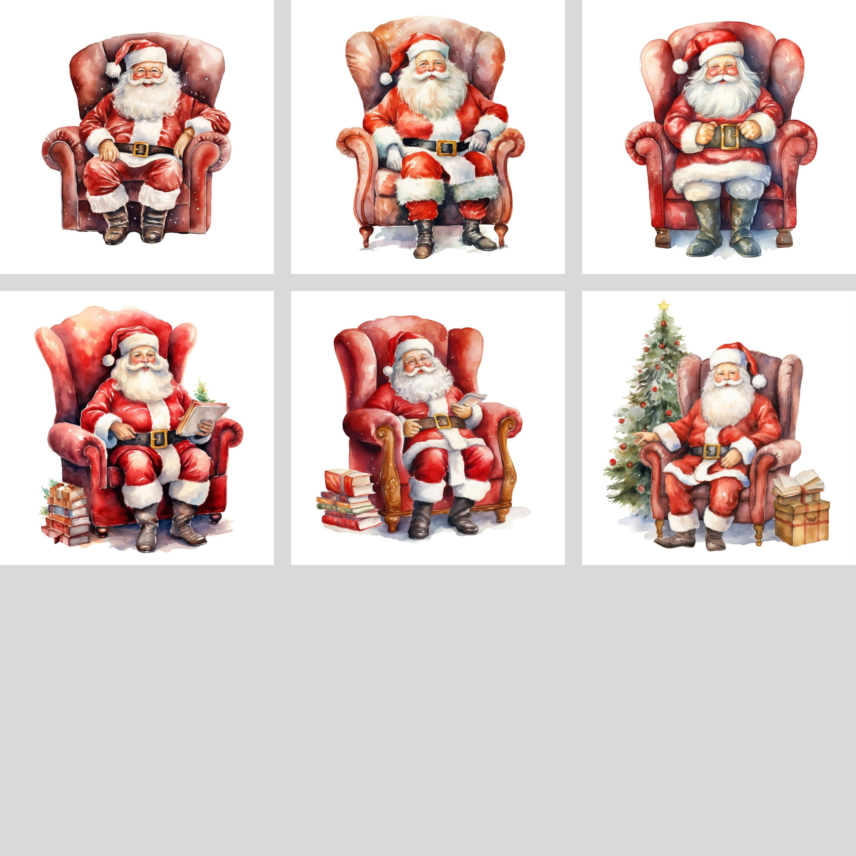 Santa Claus Chair Bundle Watercolor Christmas Bundle Watercolor Santa ...