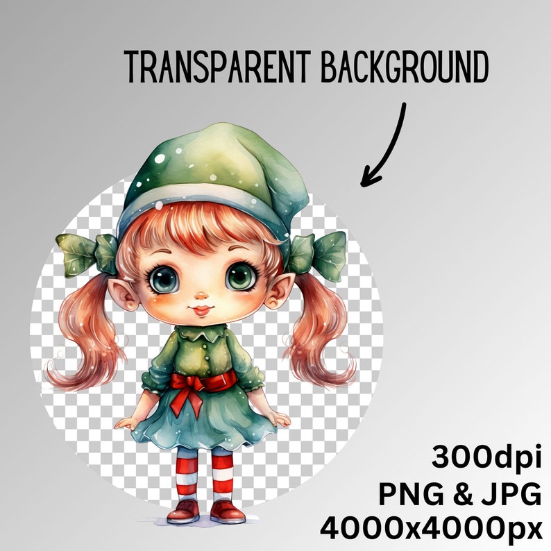 Christmas Elf Bundle Watercolour Christmas Bundle Watercolour Elf ...