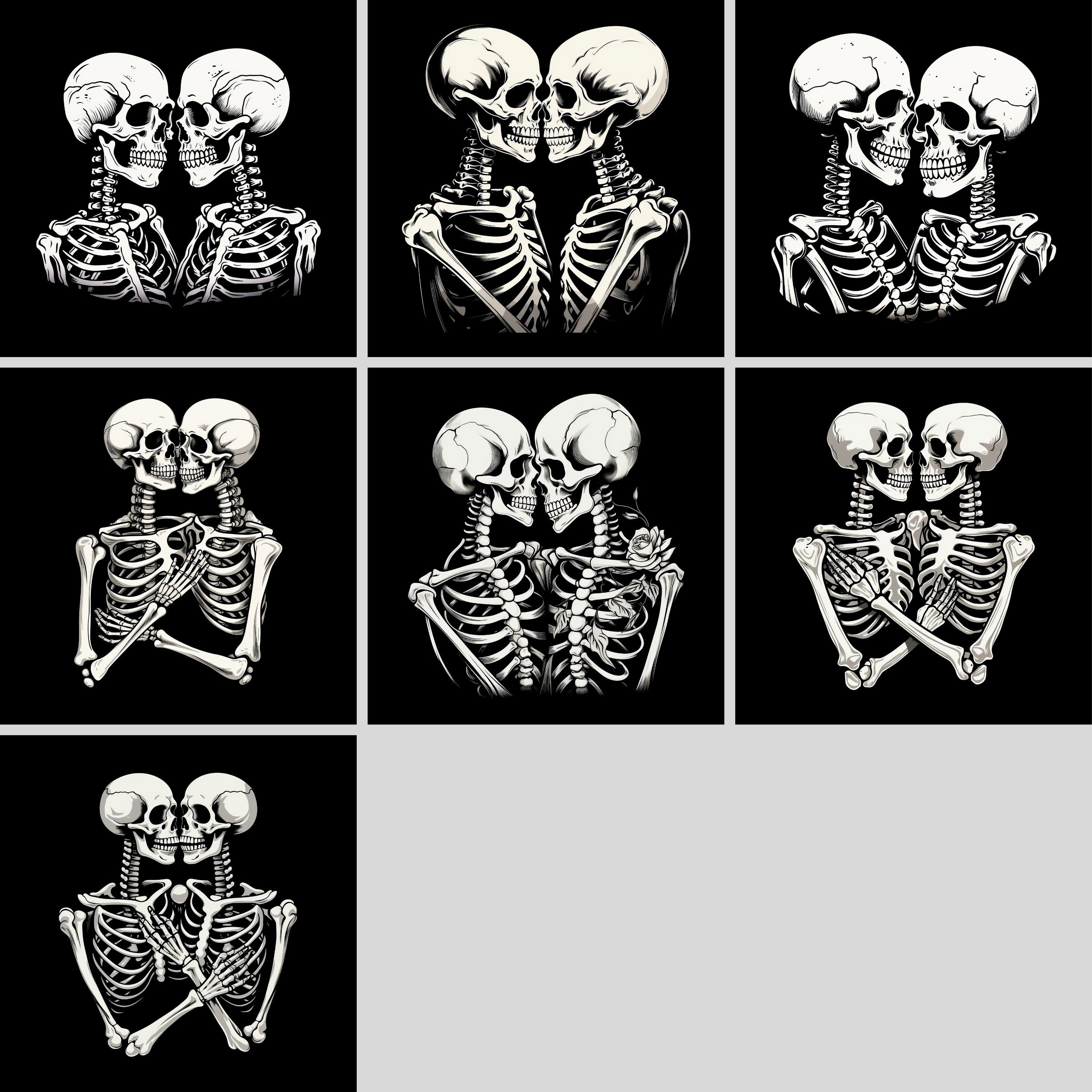 Loving Couple Skeleton Halloween Clipart Skeleton as Lovers Watercolor ...