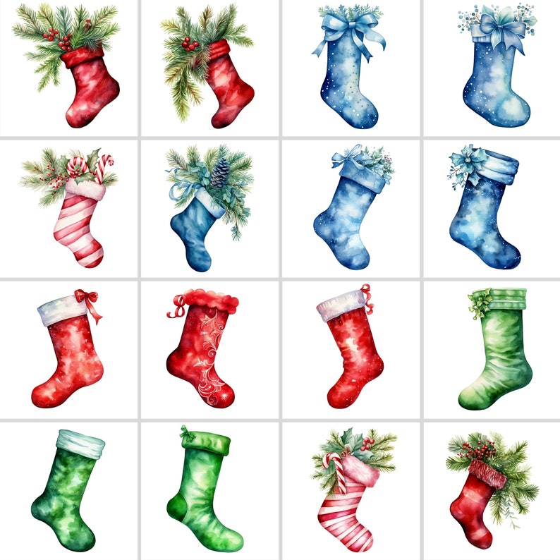 Christmas Stocking Bundle Watercolor Christmas Bundle - Etsy