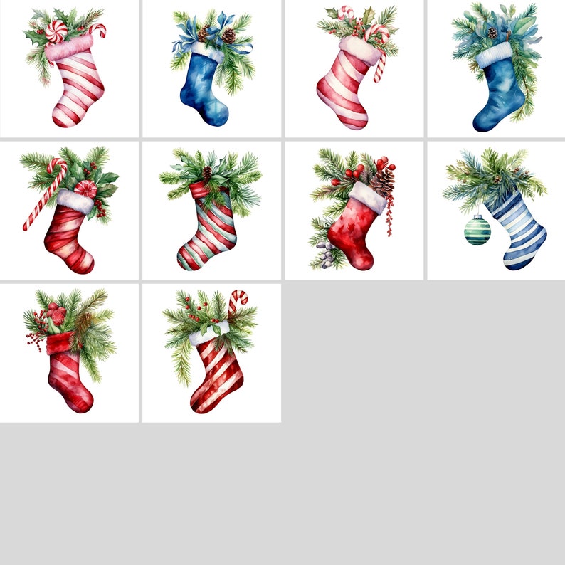 Christmas Stocking Bundle Watercolor Christmas Bundle Watercolor ...