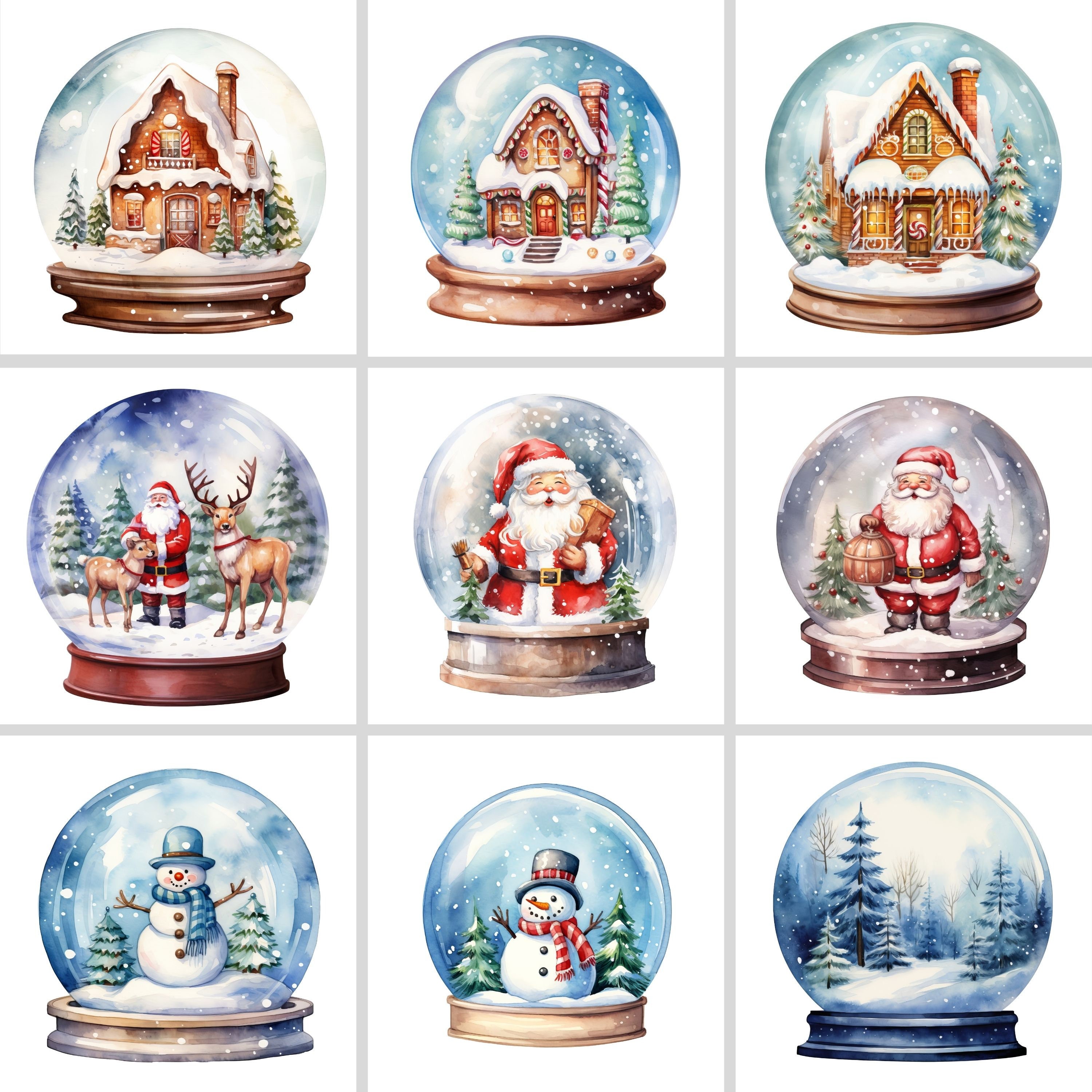 Snow Globe Bundle Watercolor Christmas Bundle Watercolor Snow Globe ...