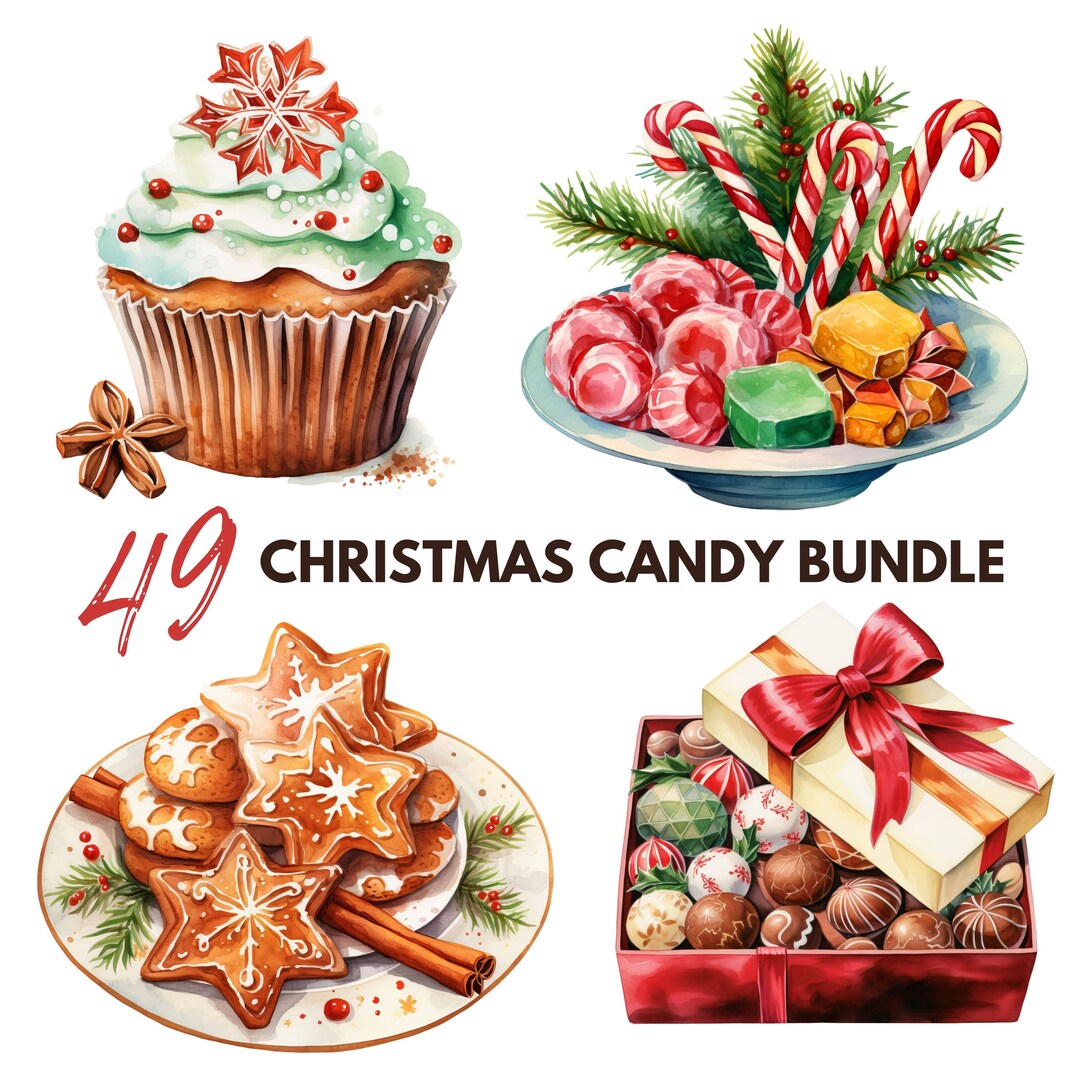 Christmas Candy Bundle Watercolor Christmas Bundle Watercolor Christmas ...