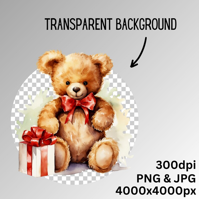Teddy Bear Christmas Bundle Watercolor Christmas Teddy Bundle ...