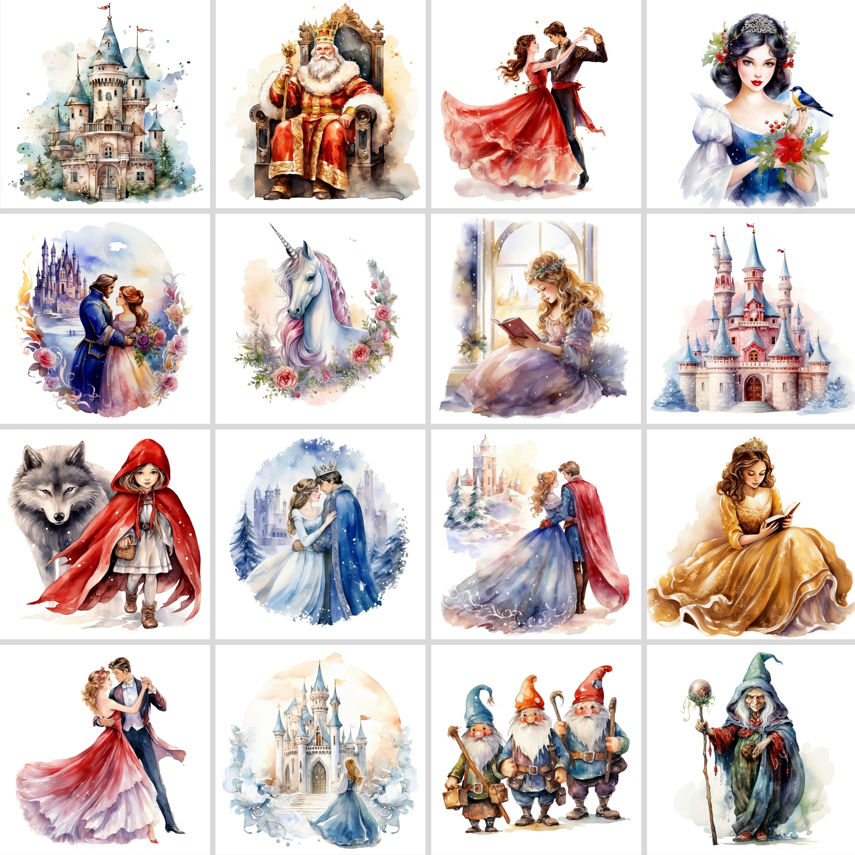 Fairytale Bundle Watercolor Princess Bundle Watercolor Prince ...