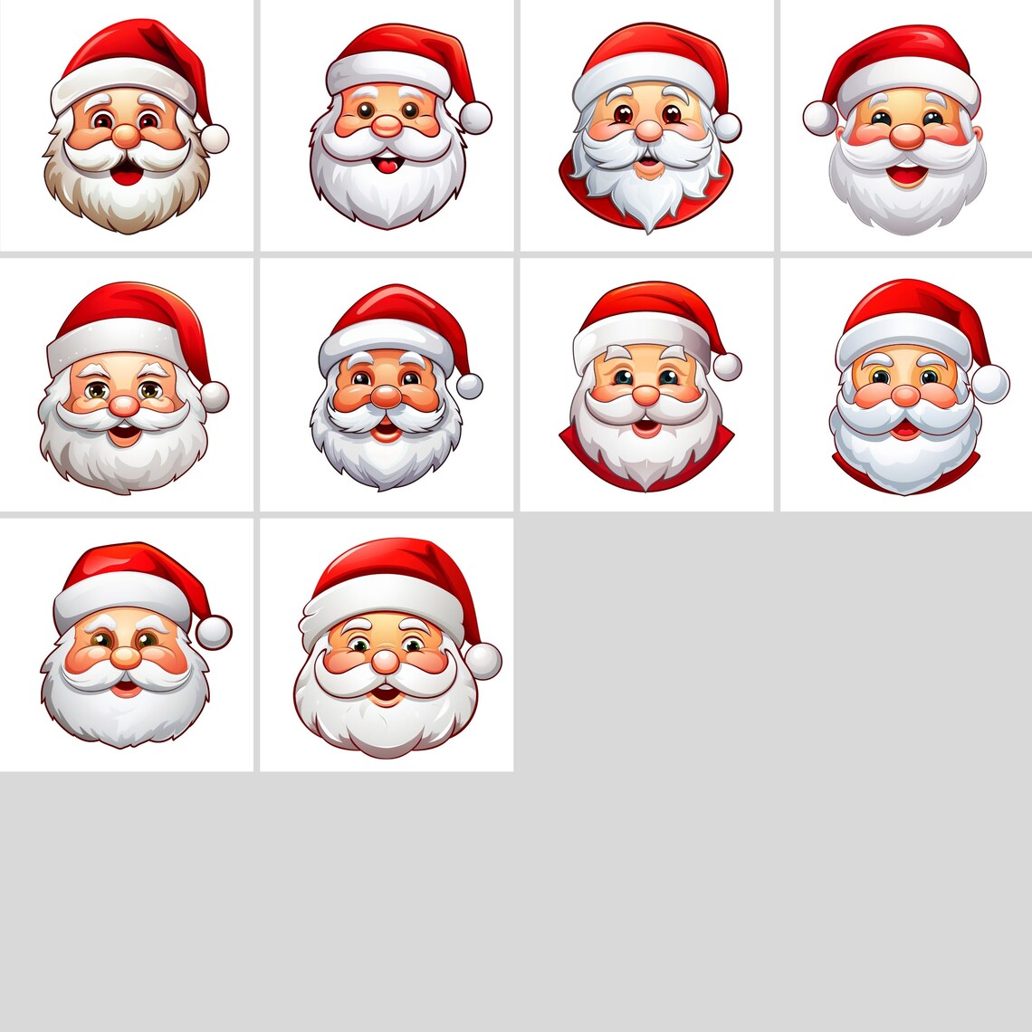 Santa Claus Head Bundle Watercolor Christmas Bundle Watercolor Santa ...