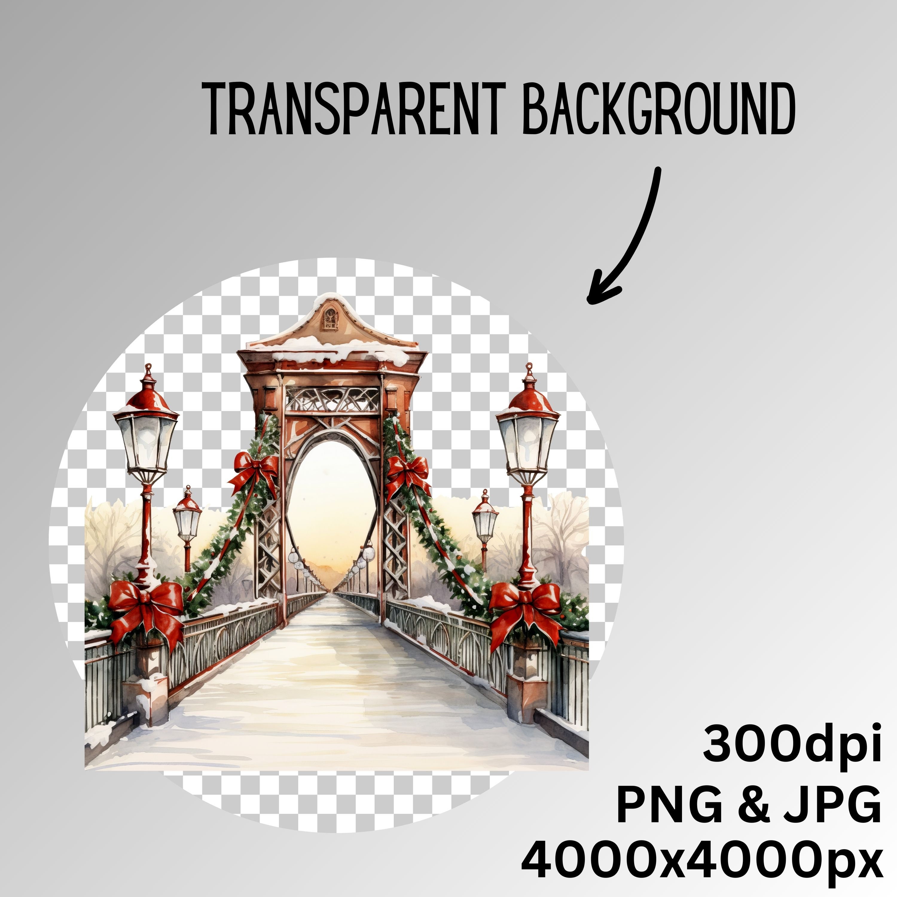 Christmas Bridge Bundle Watercolor Christmas Bundle Watercolour Bridge ...