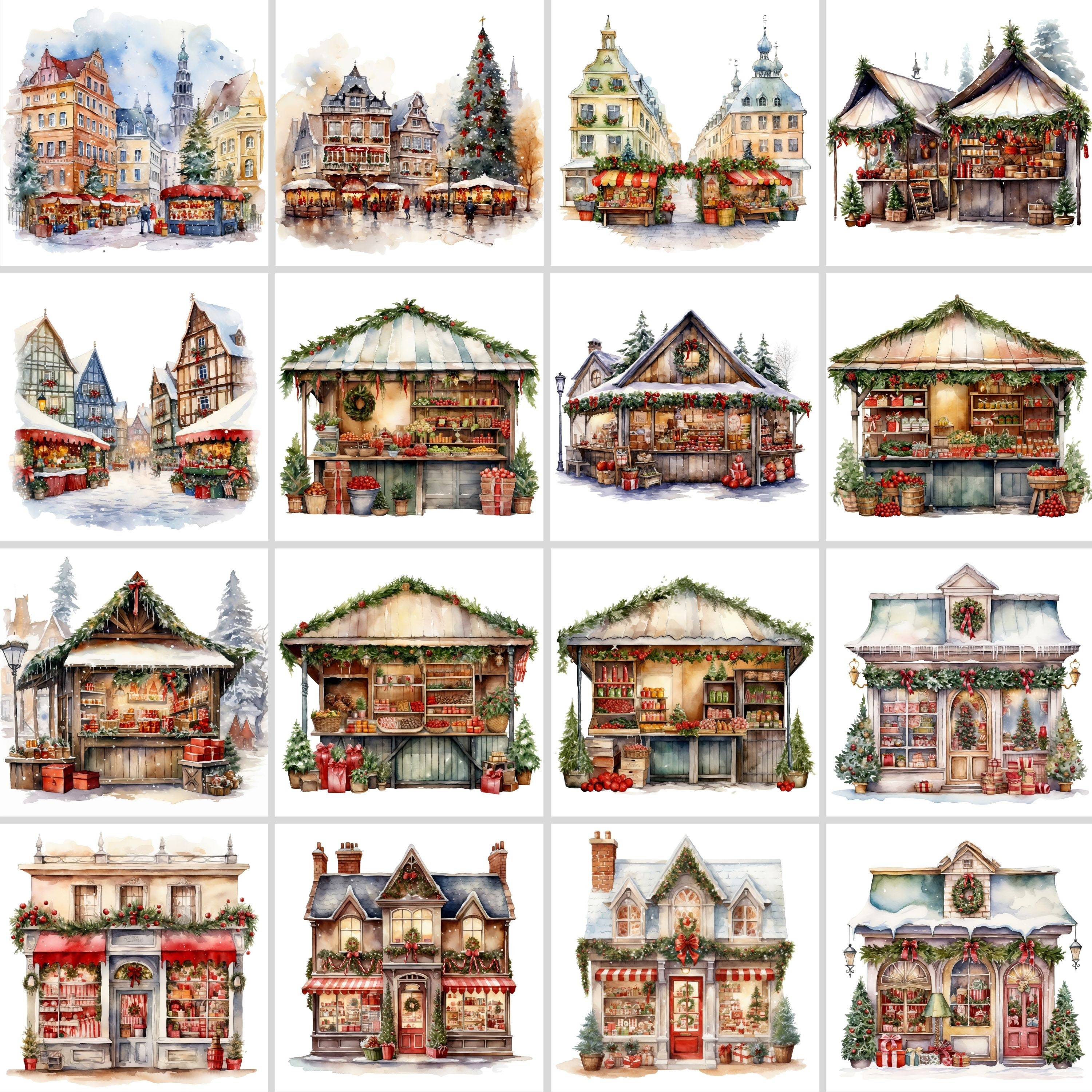 Festive Store Bundle Watercolor Christmas Bundle Watercolor Festive ...