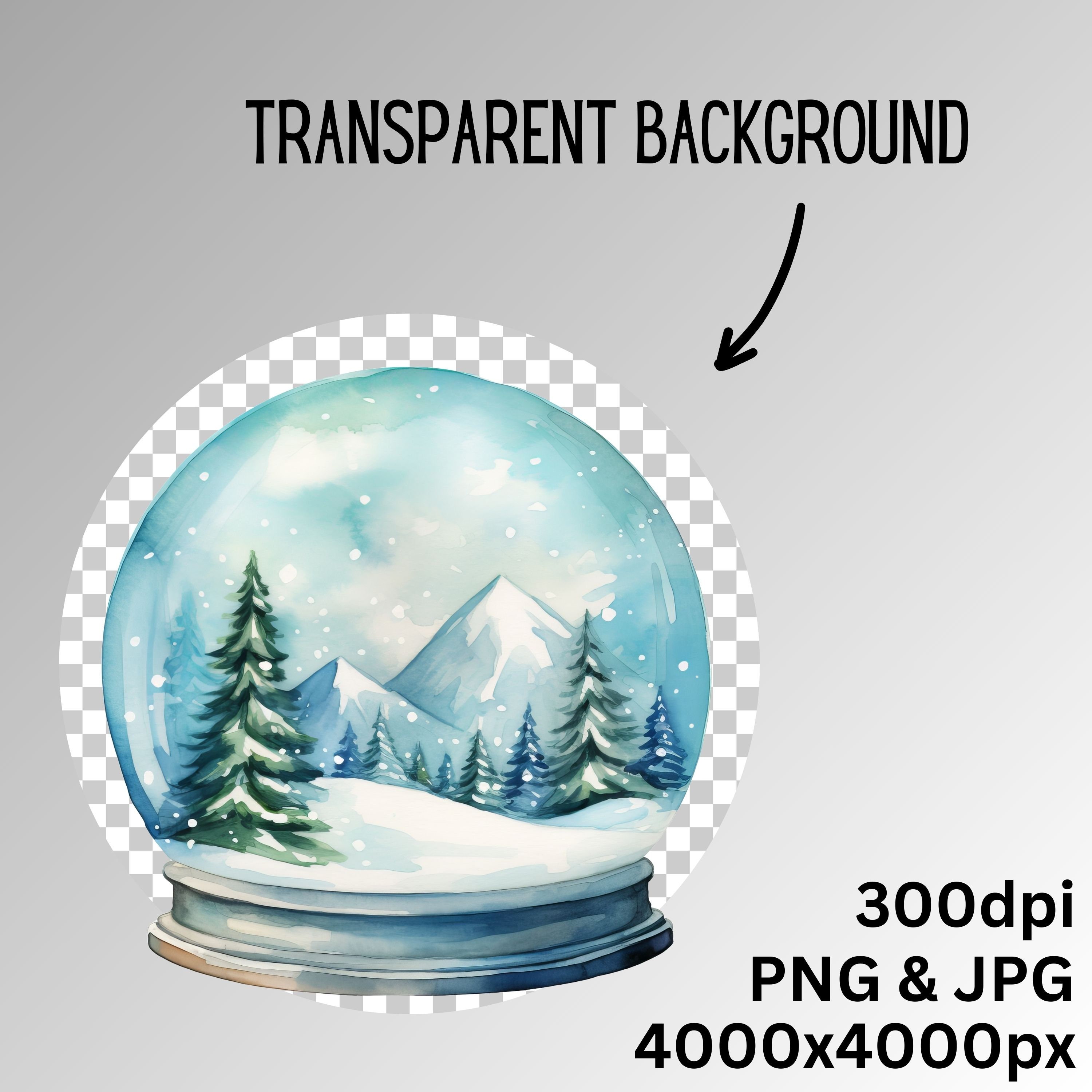 Snow Globe Bundle Watercolor Christmas Bundle Watercolor Snow Globe ...