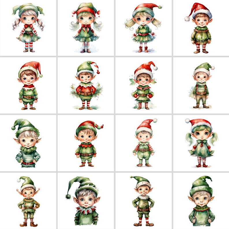Christmas Elf Bundle Watercolour Christmas Bundle Watercolour Elf ...