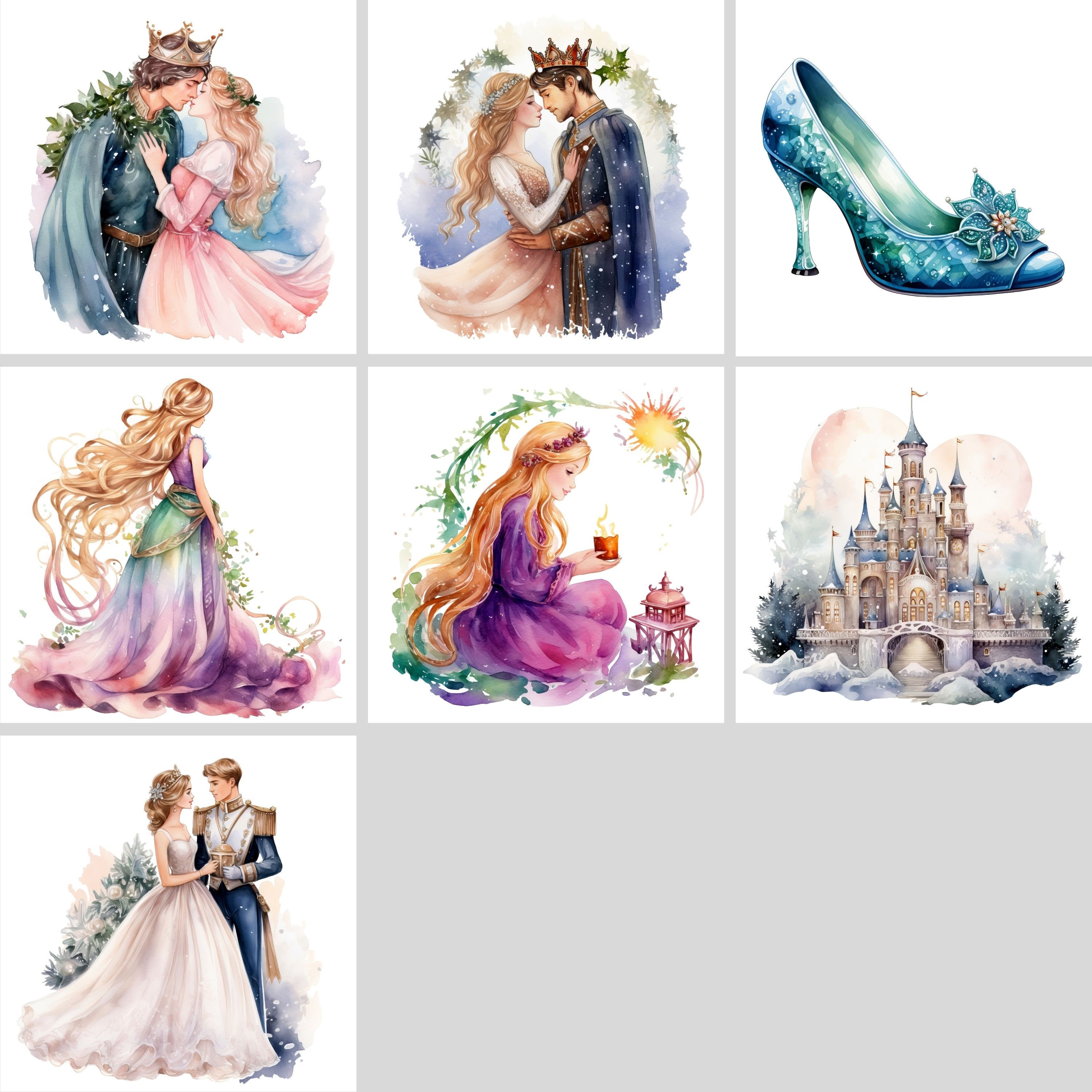 Fairytale Bundle Watercolor Princess Bundle Watercolor Prince ...