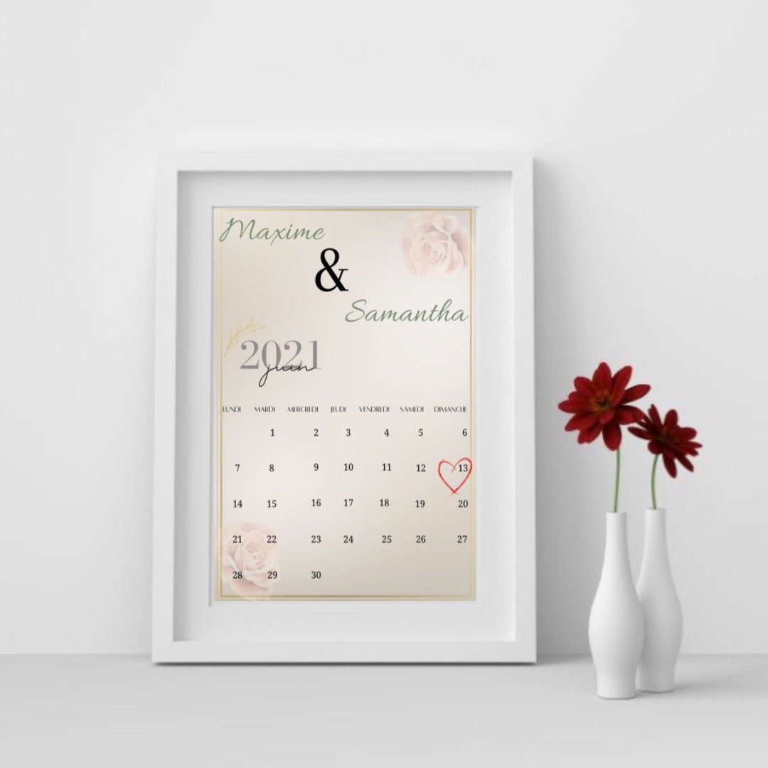 Personalized Calendar Poster Digital Format Only Living Room/bedroom ...