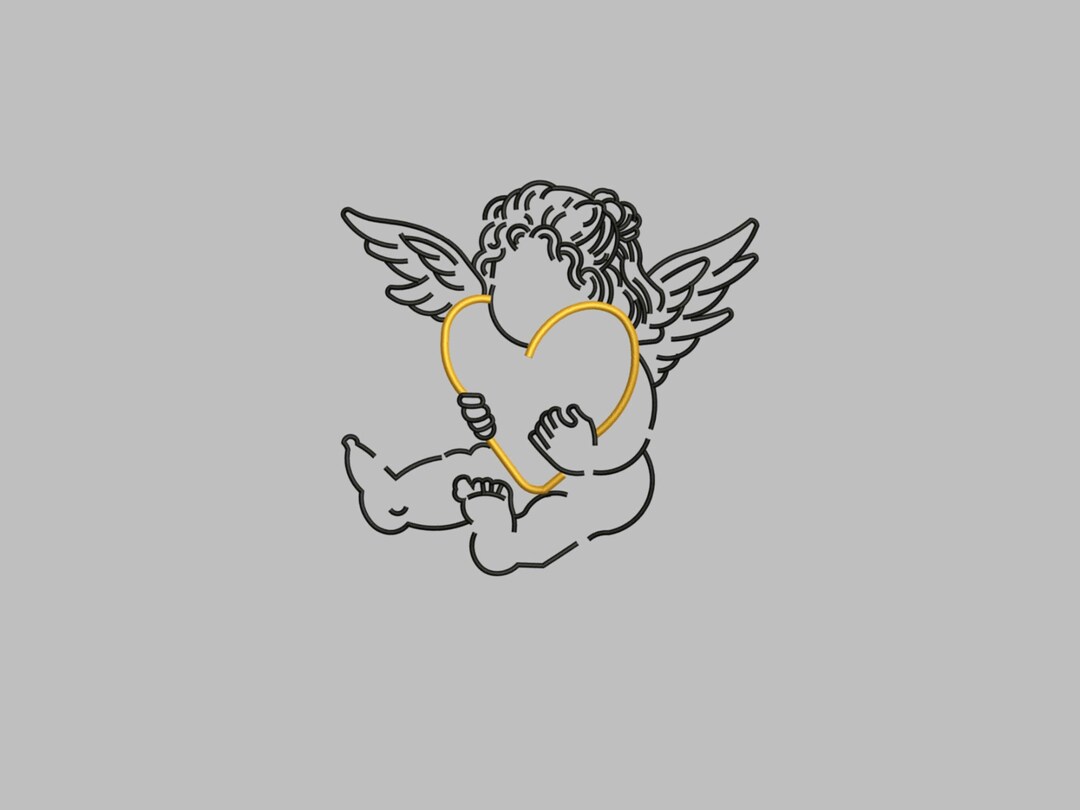 Heart Angel Embroidery Design Embroidery File Pattern in PES | Trendy ...