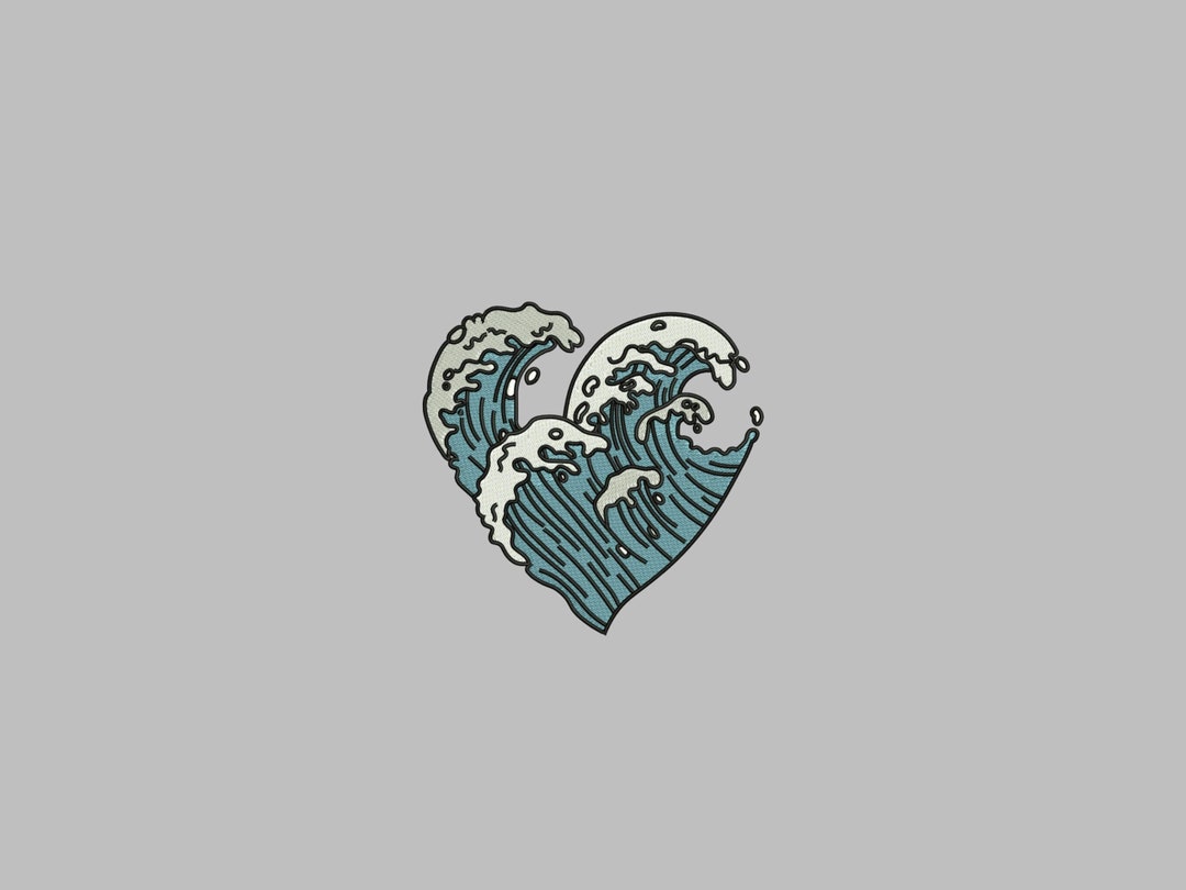 Wave Heart Embroidery Pattern, Instant Download, Summer Embroidery ...
