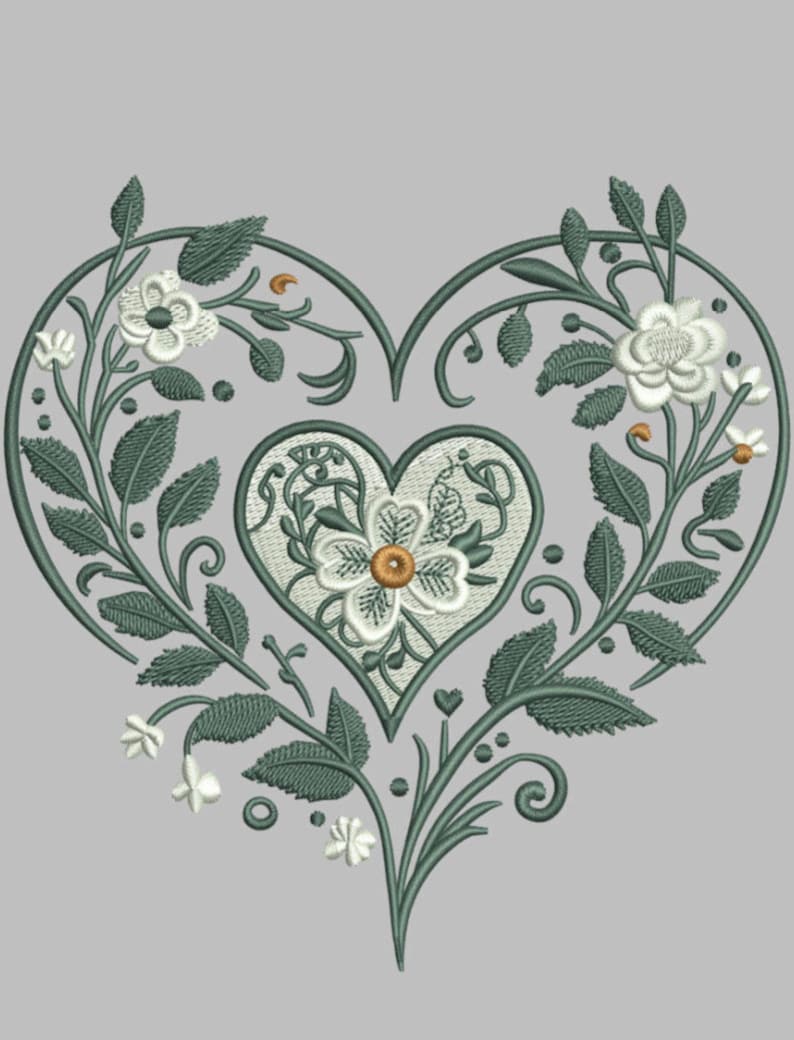 Heart Embroidery Design | Valentine’s Day Pattern | Flower Embroidery ...