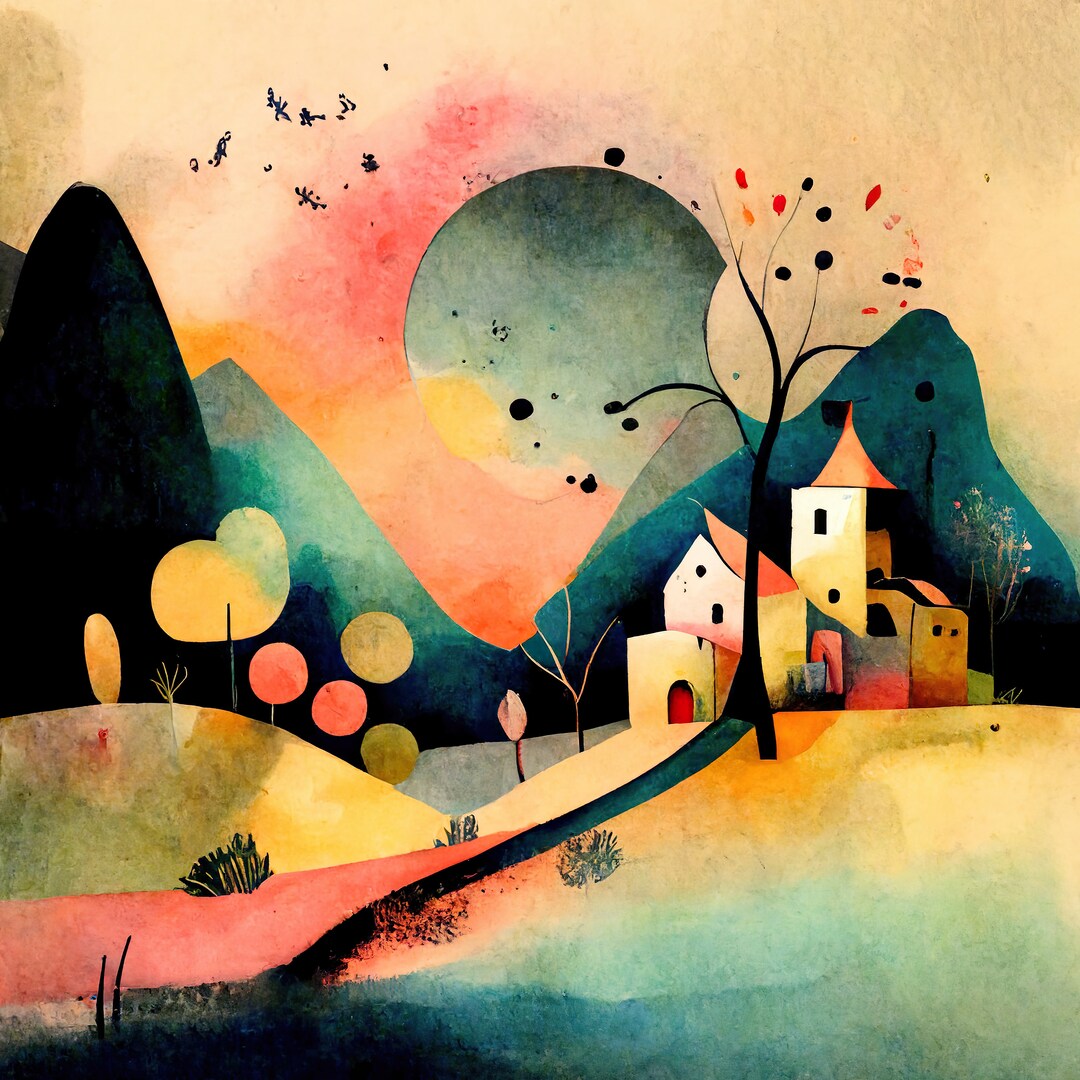 Watercolor Landscape 001 Joan Miró Inspiration Original Art by Inma M ...
