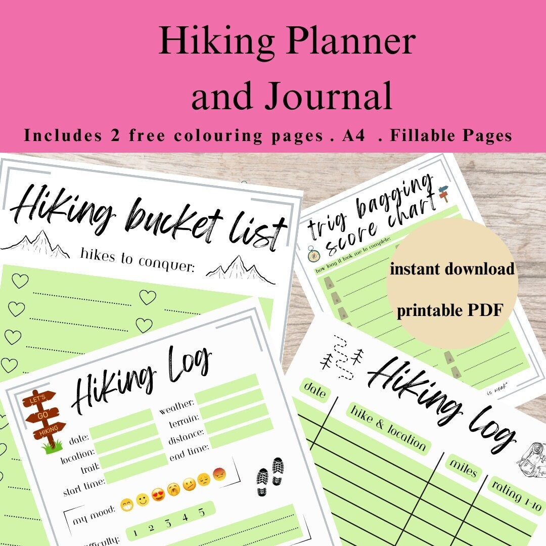 Hiking Planner A4 Printable Tracker PDF / Hiking Tracker / Hike Tracker / Fitness Tracker ...