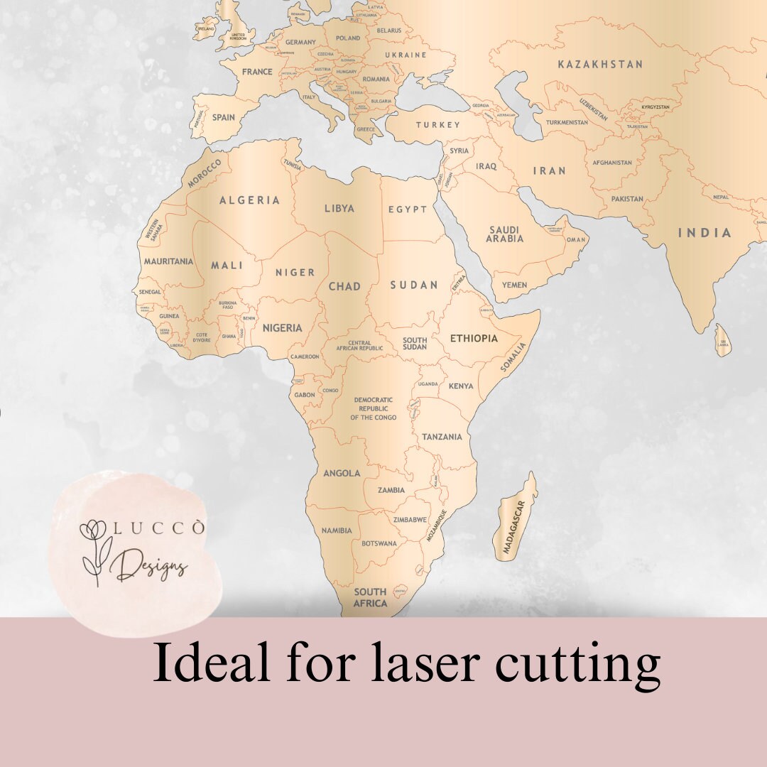 Map of the World With Countries Digital Download / Laser Cut World Map ...