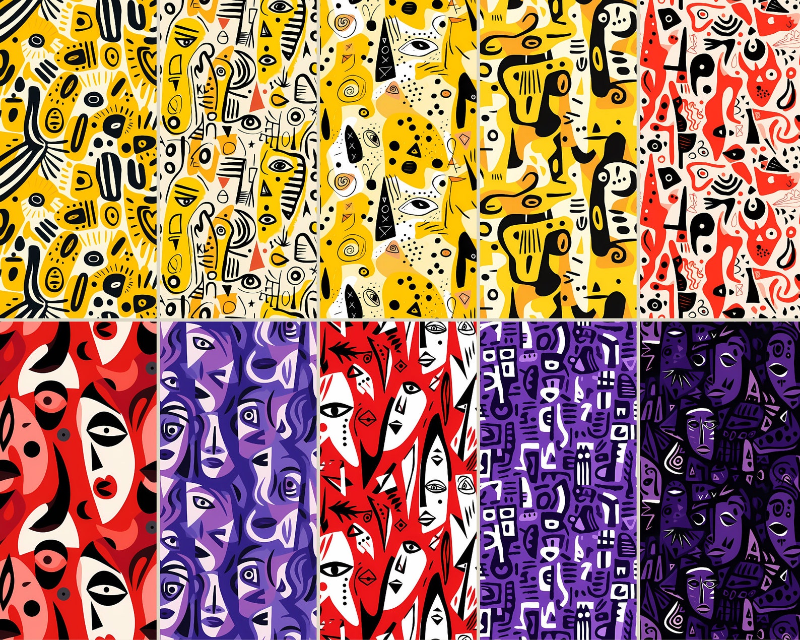 Pablo Picasso Pattern Bundle, 50 Digital Papers, Printable, Instant ...
