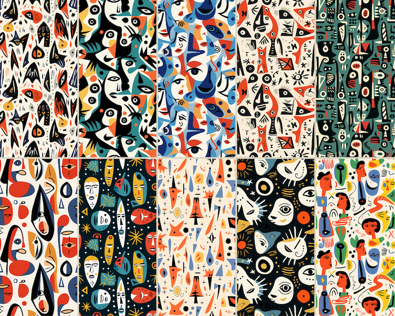 Pablo Picasso Pattern Bundle, 50 Digital Papers, Printable, Instant ...