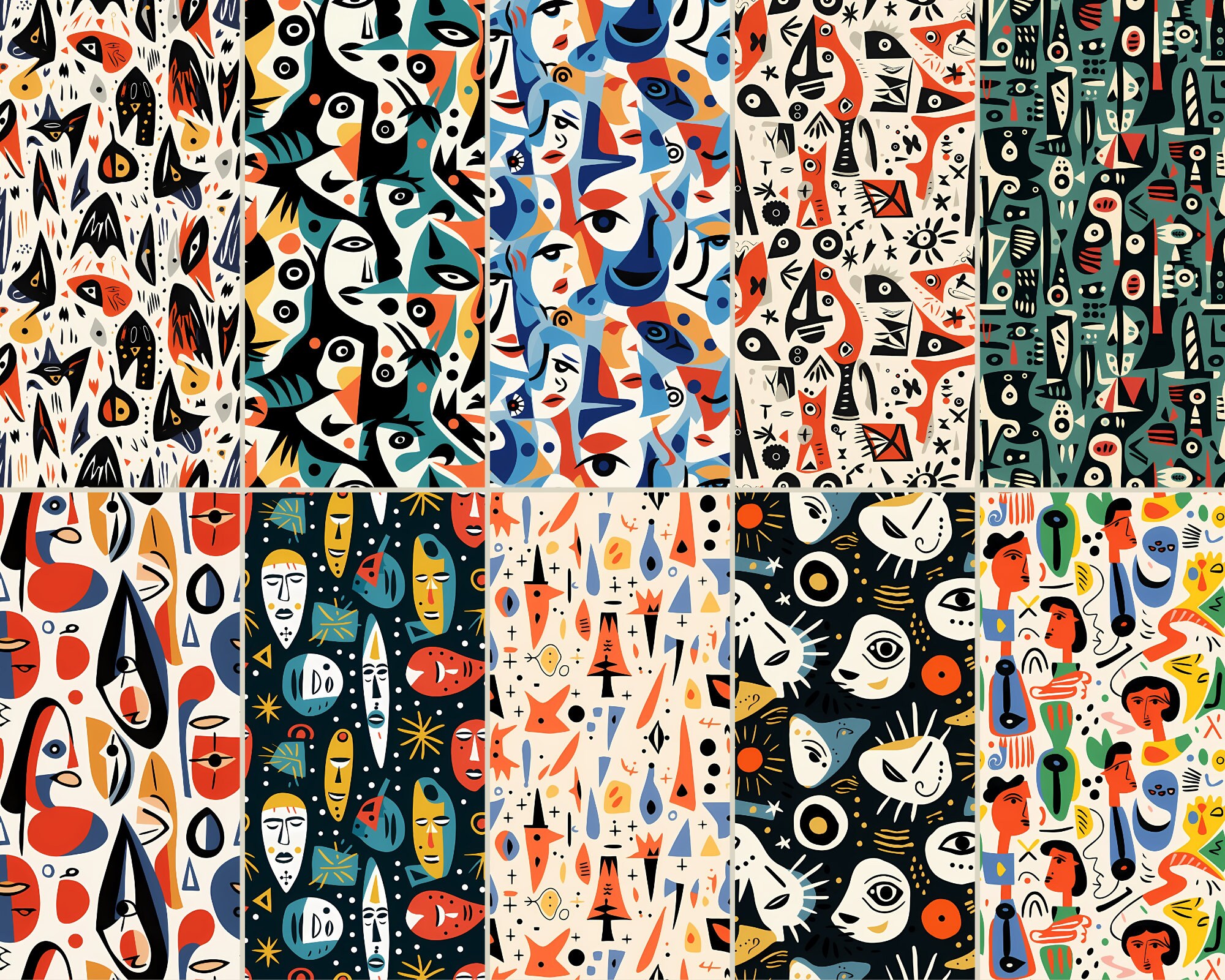 Pablo Picasso Pattern Bundle, 50 Digital Papers, Printable, Instant ...