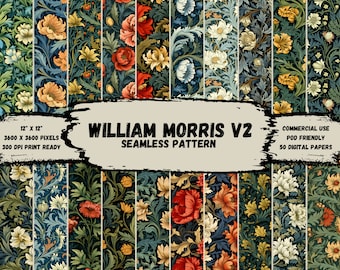 William Morris Pattern Bundle 24 Vintage Pattern HQ Image Bundle ...