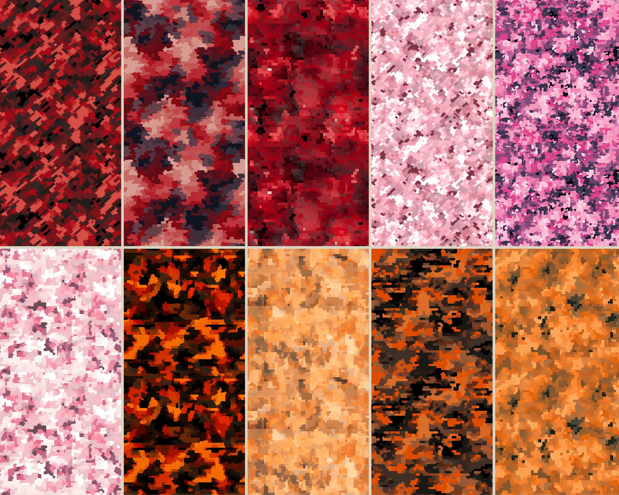 Pixel Camouflage Pattern Bundle, 50 Digital Papers, Printable, Instant ...