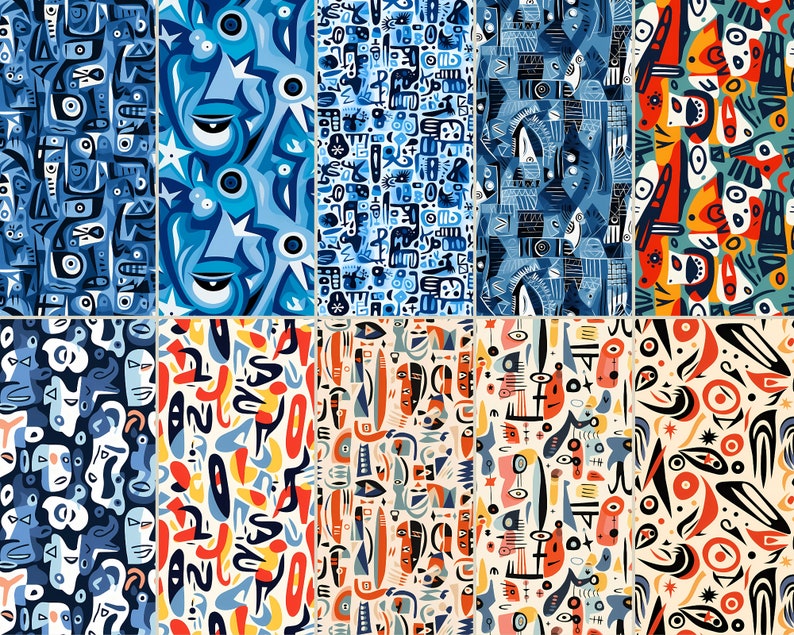 Pablo Picasso Pattern Bundle, 50 Digital Papers, Printable, Instant ...