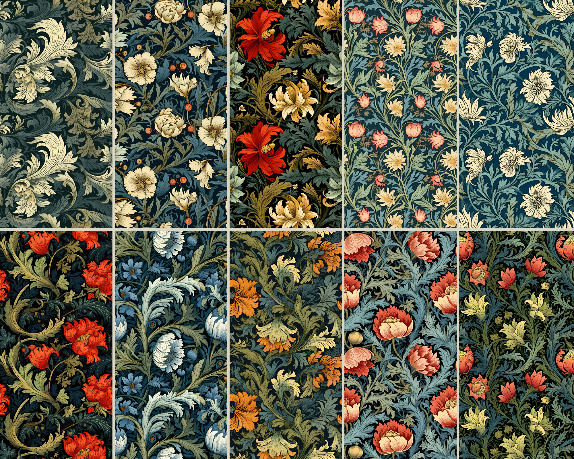 William Morris Pattern Bundle V2, 50 Digital Papers, Printable, Instant ...