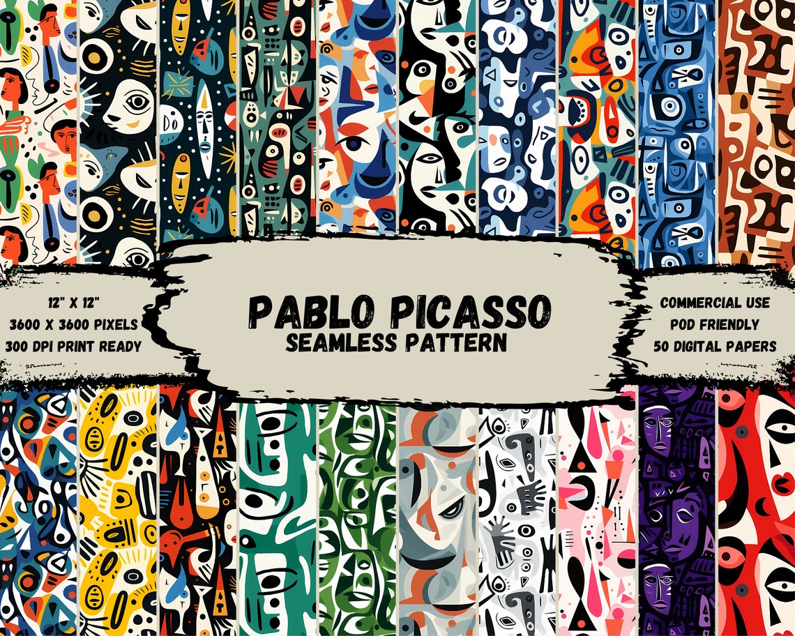 Pablo Picasso Pattern Bundle, 50 Digital Papers, Printable, Instant ...