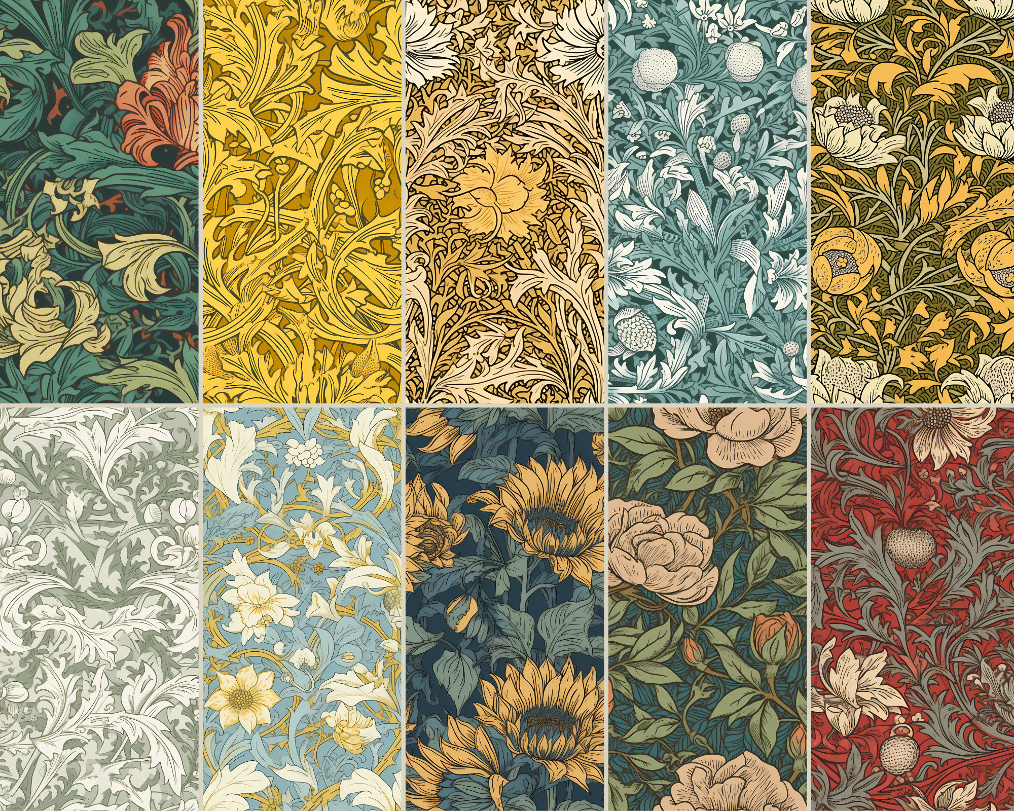 William Morris Pattern Bundle, 50 Digital Papers, Printable, Instant ...