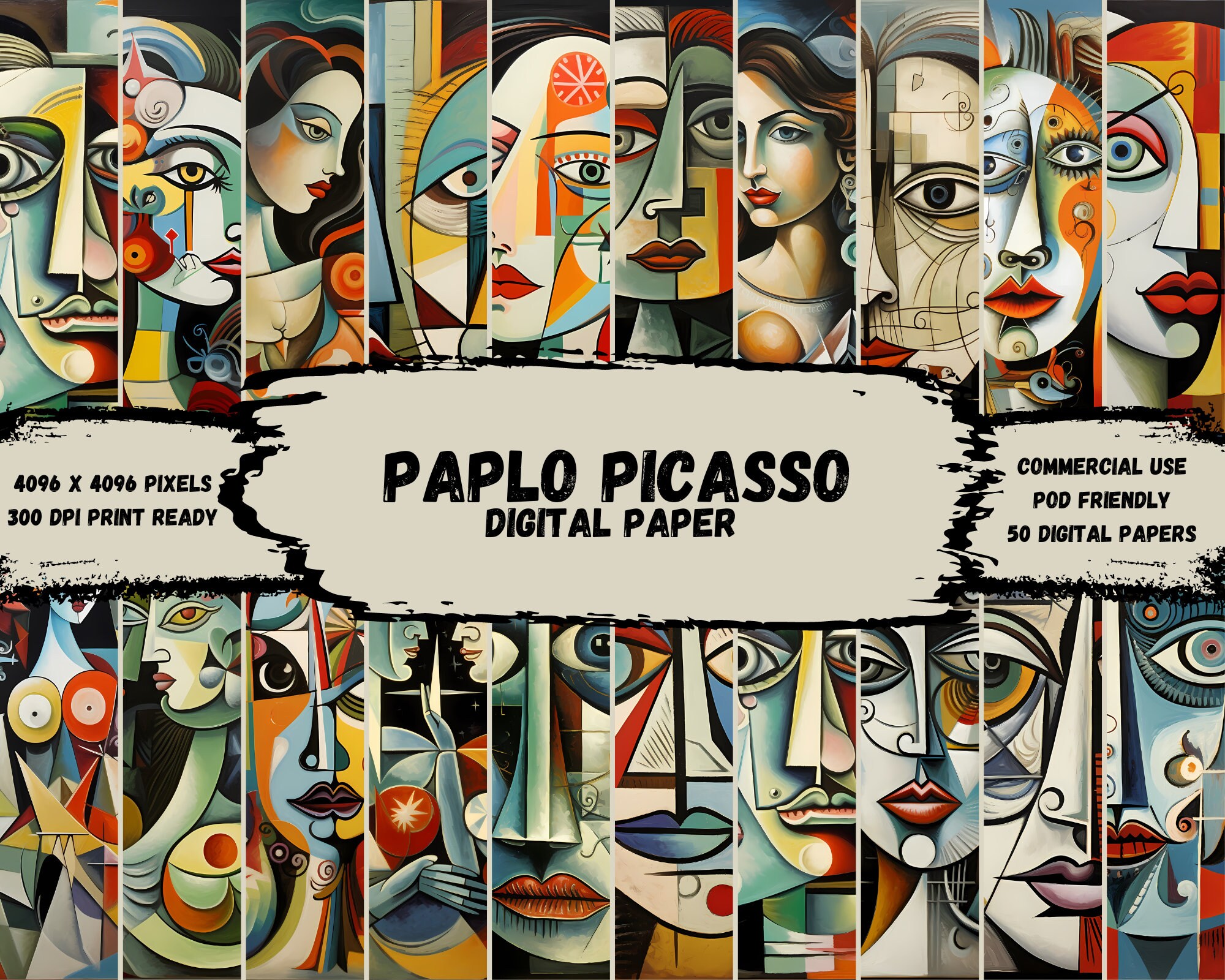 Pablo Picasso Digital Paper Bundle, 50 Digital Papers, Printable ...
