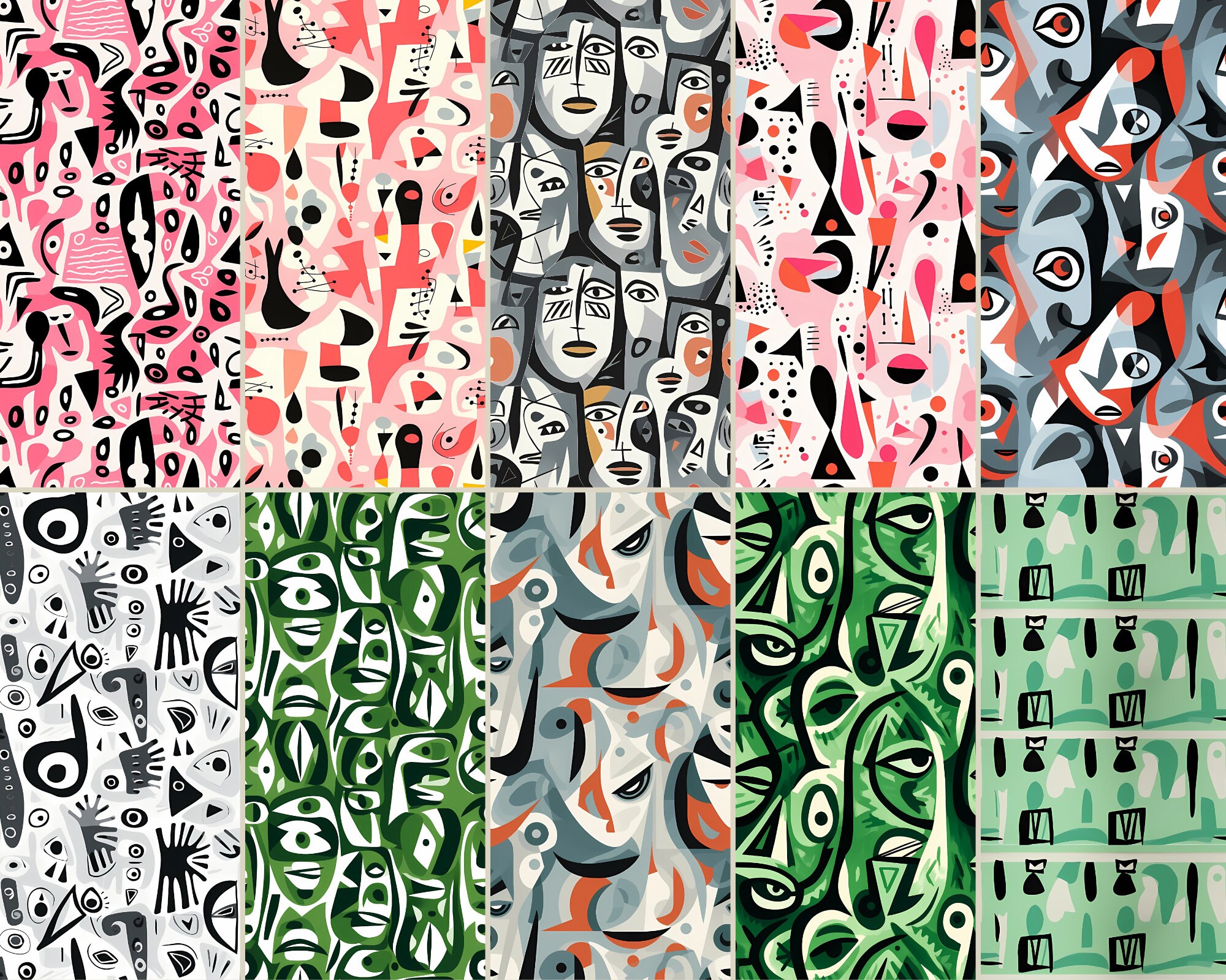 Pablo Picasso Pattern Bundle, 50 Digital Papers, Printable, Instant ...