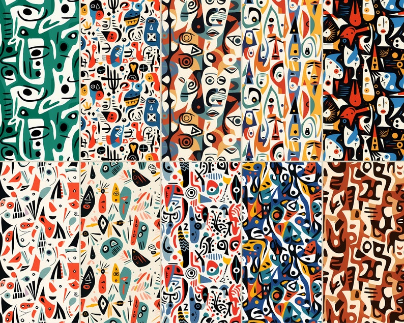 Pablo Picasso Pattern Bundle, 50 Digital Papers, Printable, Instant ...