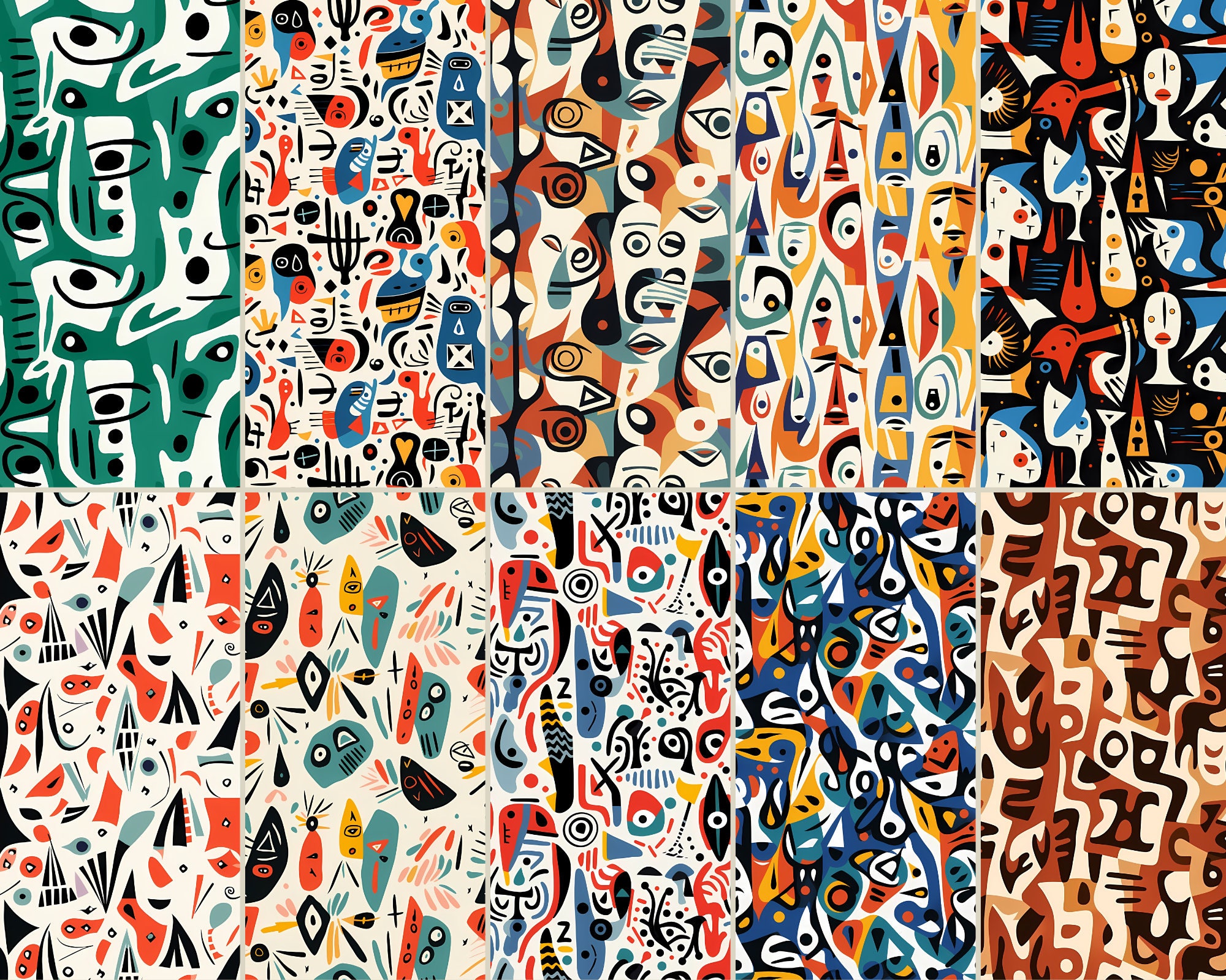 Pablo Picasso Pattern Bundle, 50 Digital Papers, Printable, Instant ...