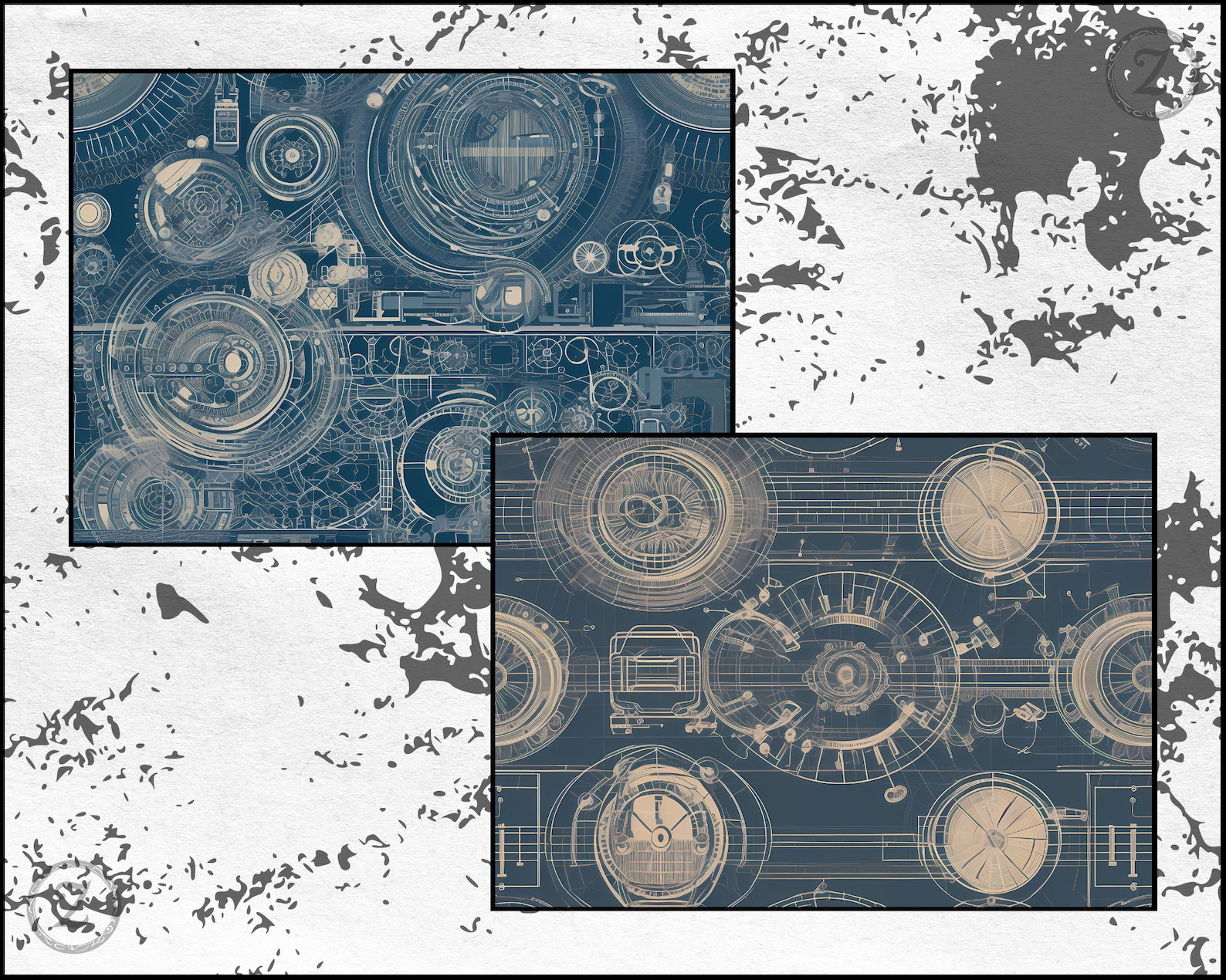 Technical Blueprints Digital Paper - Set of 20 High-quality Printable ...