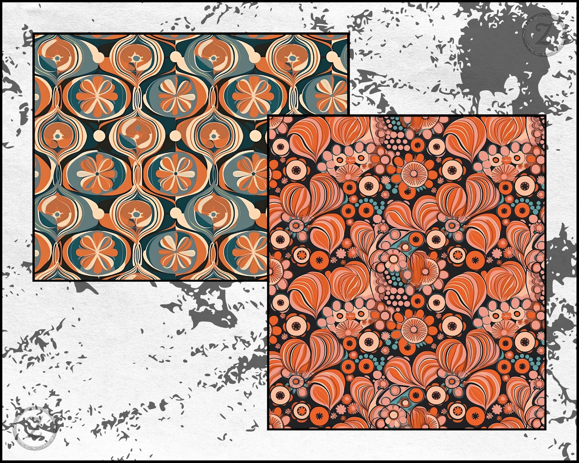 1970 Vintage Style Digital Paper - Set of 10 High-quality Printable ...