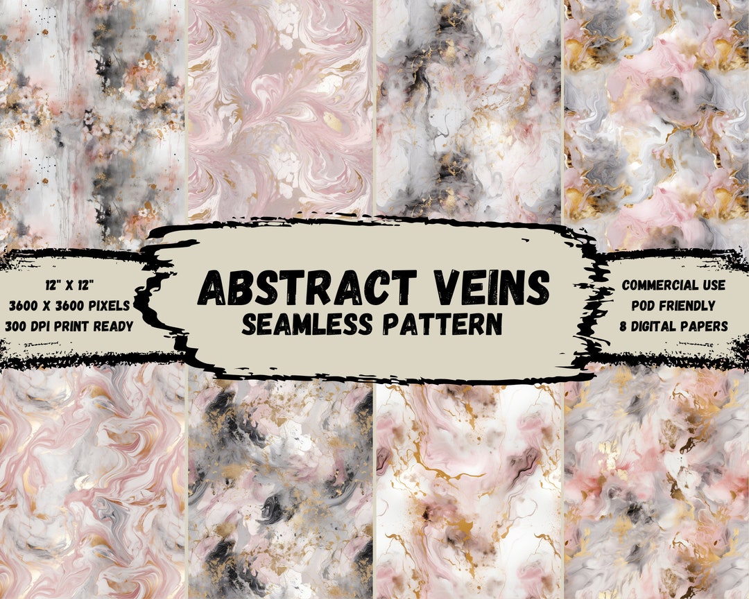 Abstract Veins Digital Paper - Set of 8 High-quality Printable Designs ...