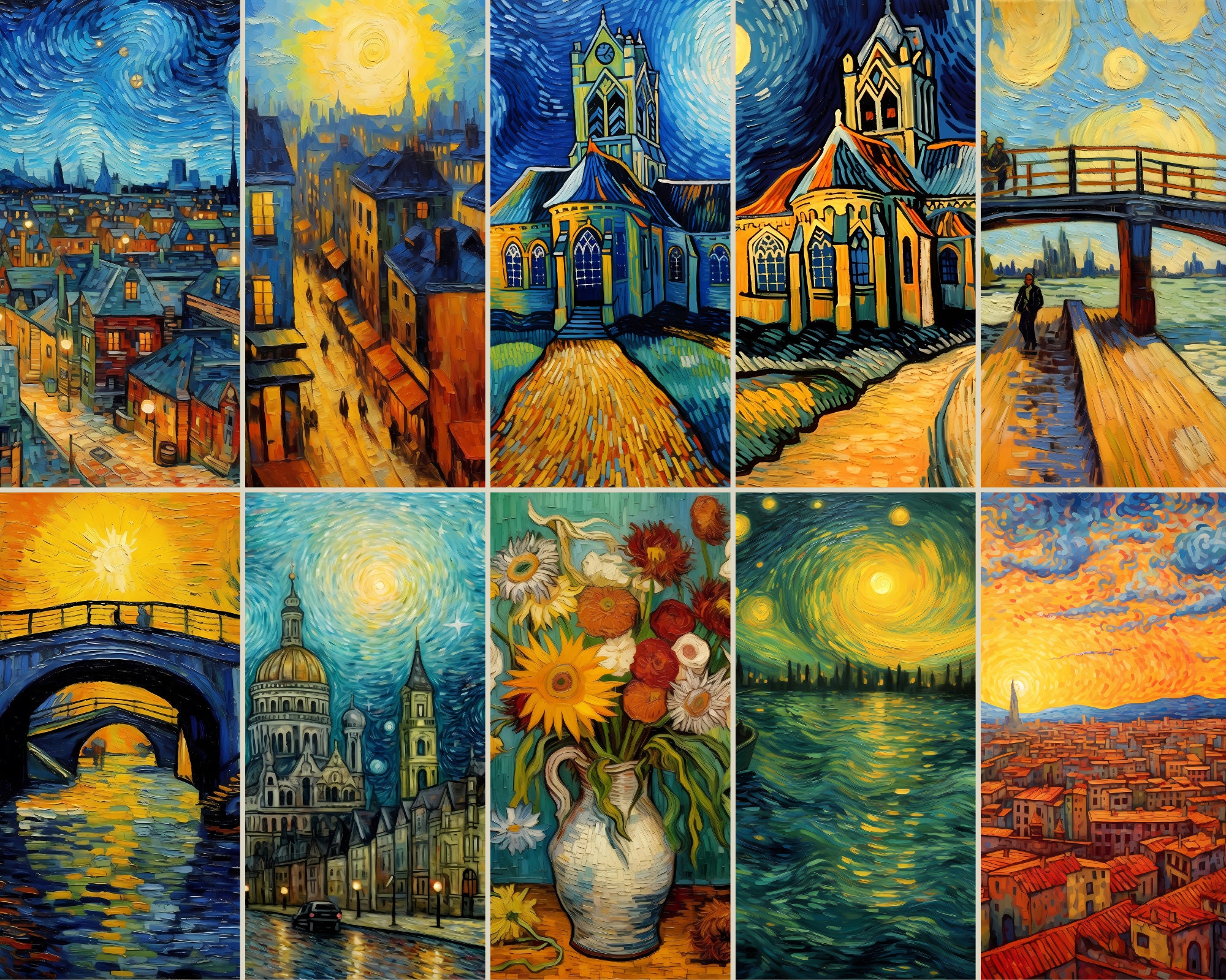 Vincent Van Gogh Digital Paper Bundle, 50 Digital Papers, Printable ...